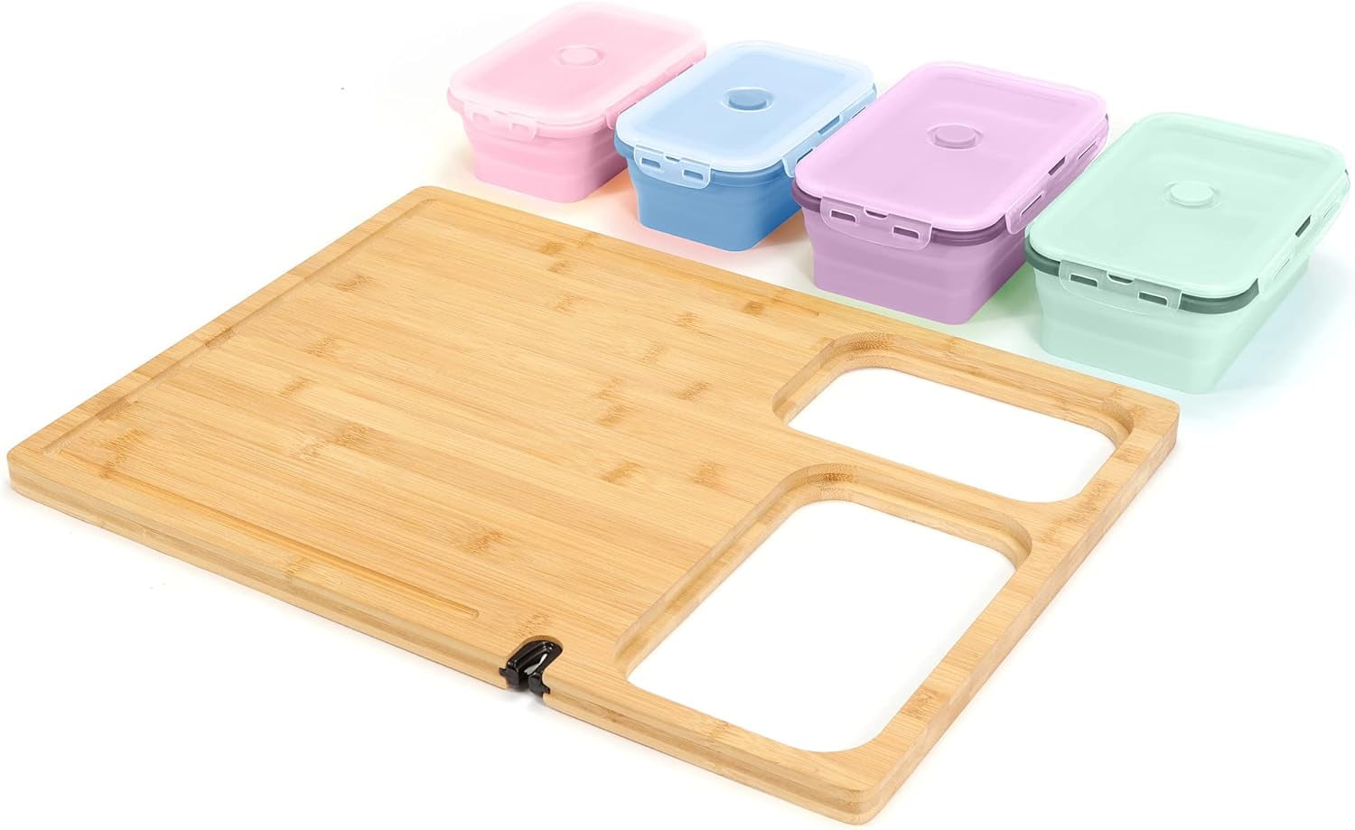 Slim Over Sink Cutting Board for Kitchen w/4 Color Coded Collapsible ...