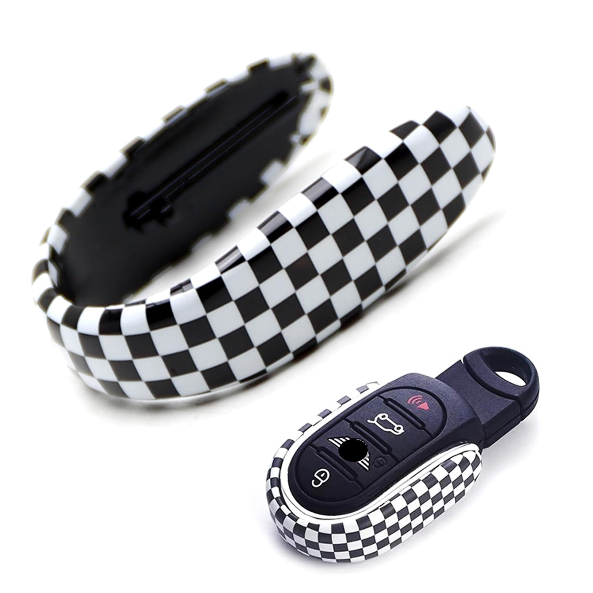 Slim Size U-Shape Checkered Pattern Style Key Fob Shell For Mini Cooper 3rd Gen F55 F56 F57 F54 ...