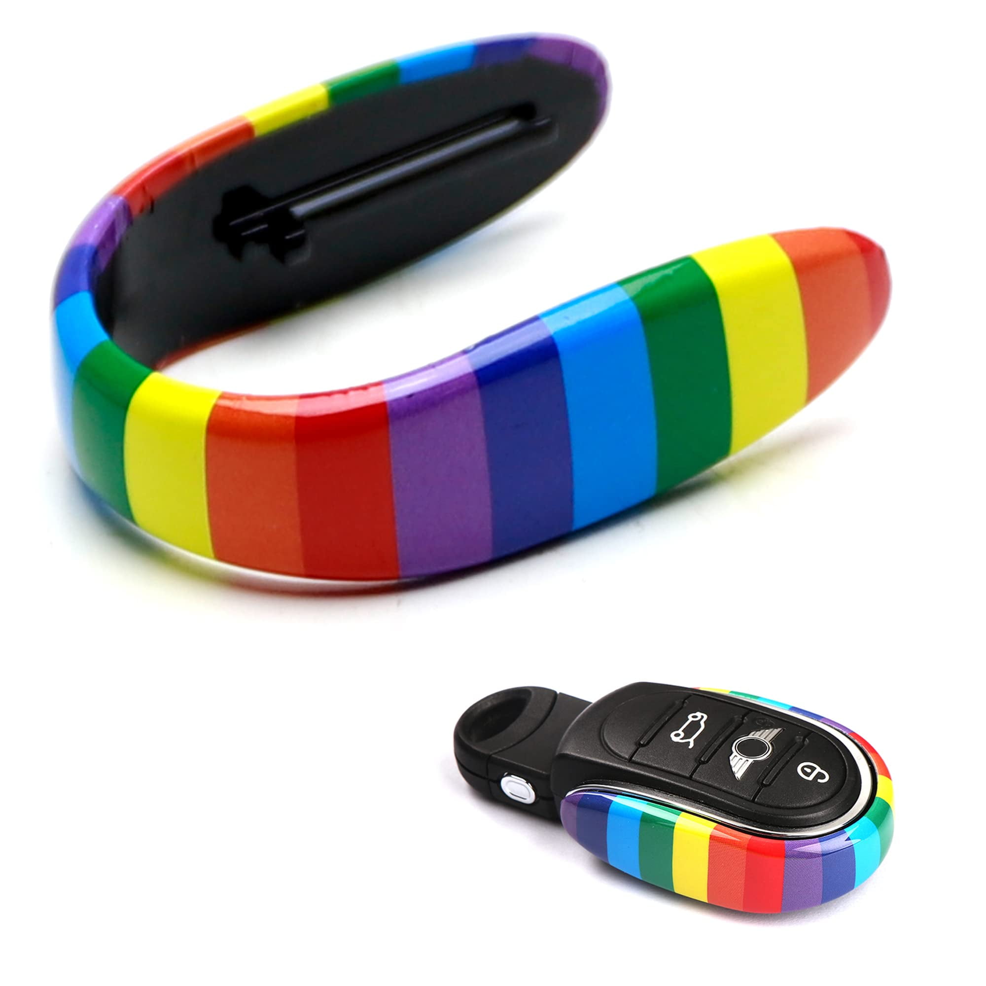 Slim Size U-Shape Ray Color Stripes Pattern Style Key Fob Shell For ...