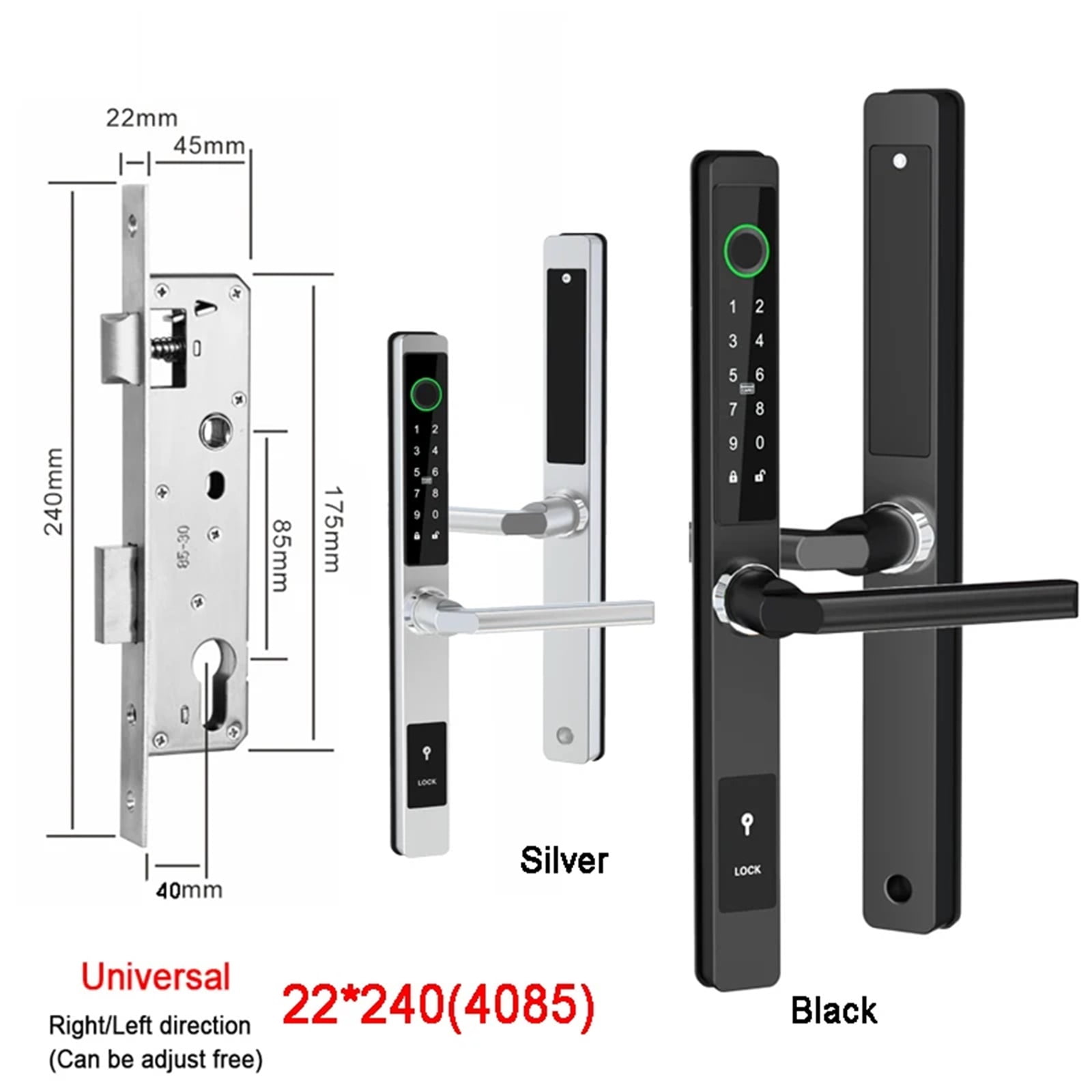 Slim Smart Fingerprint Door Lock With Handles Keyless Entry Door Lock ...