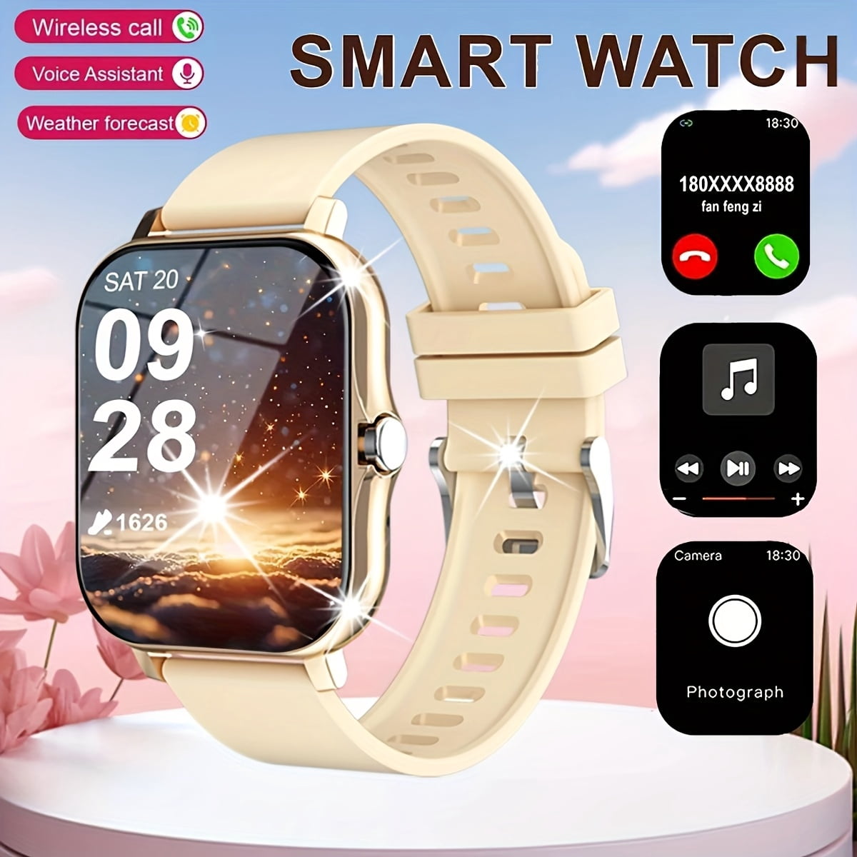 Slim Smartwatch, Call & Notification, Dual Charging & Camera Control ...