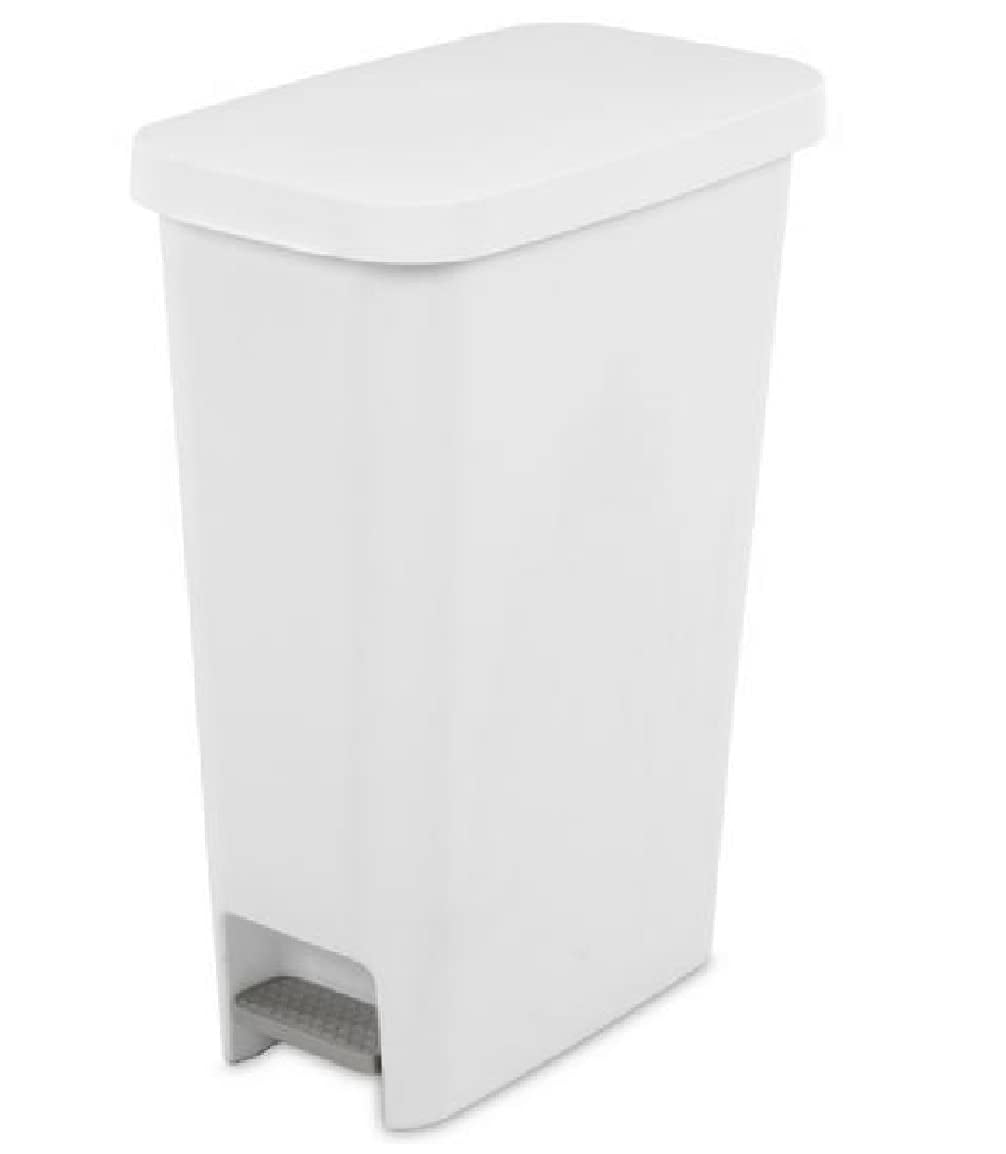 Slim Step Trash Can 11 Gallon Capacity, Hands-Free Foot Pedal Waste ...