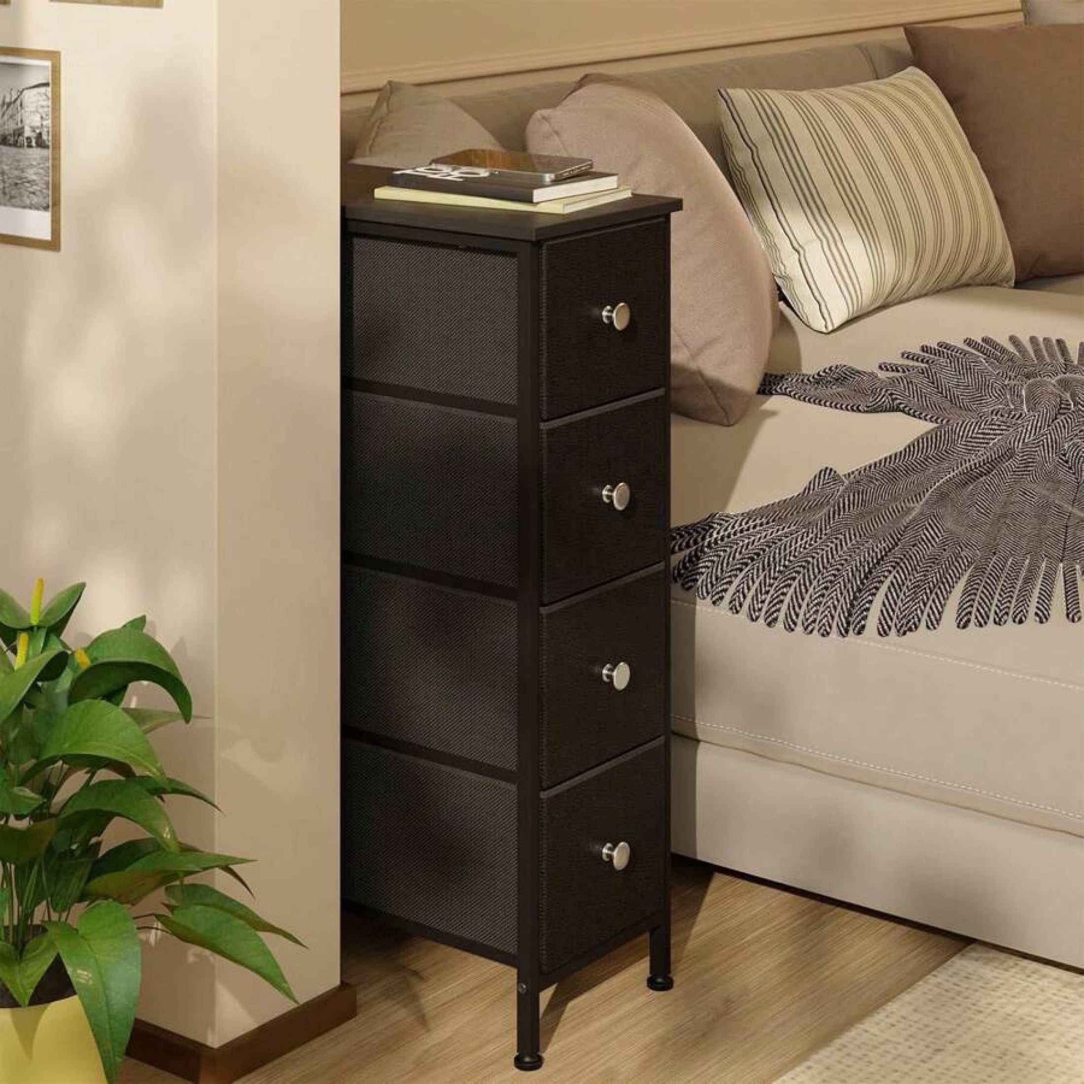 Slim Storage Cabinet/Dresser with 4/5 Drawers, Fabric Storage Tower ...