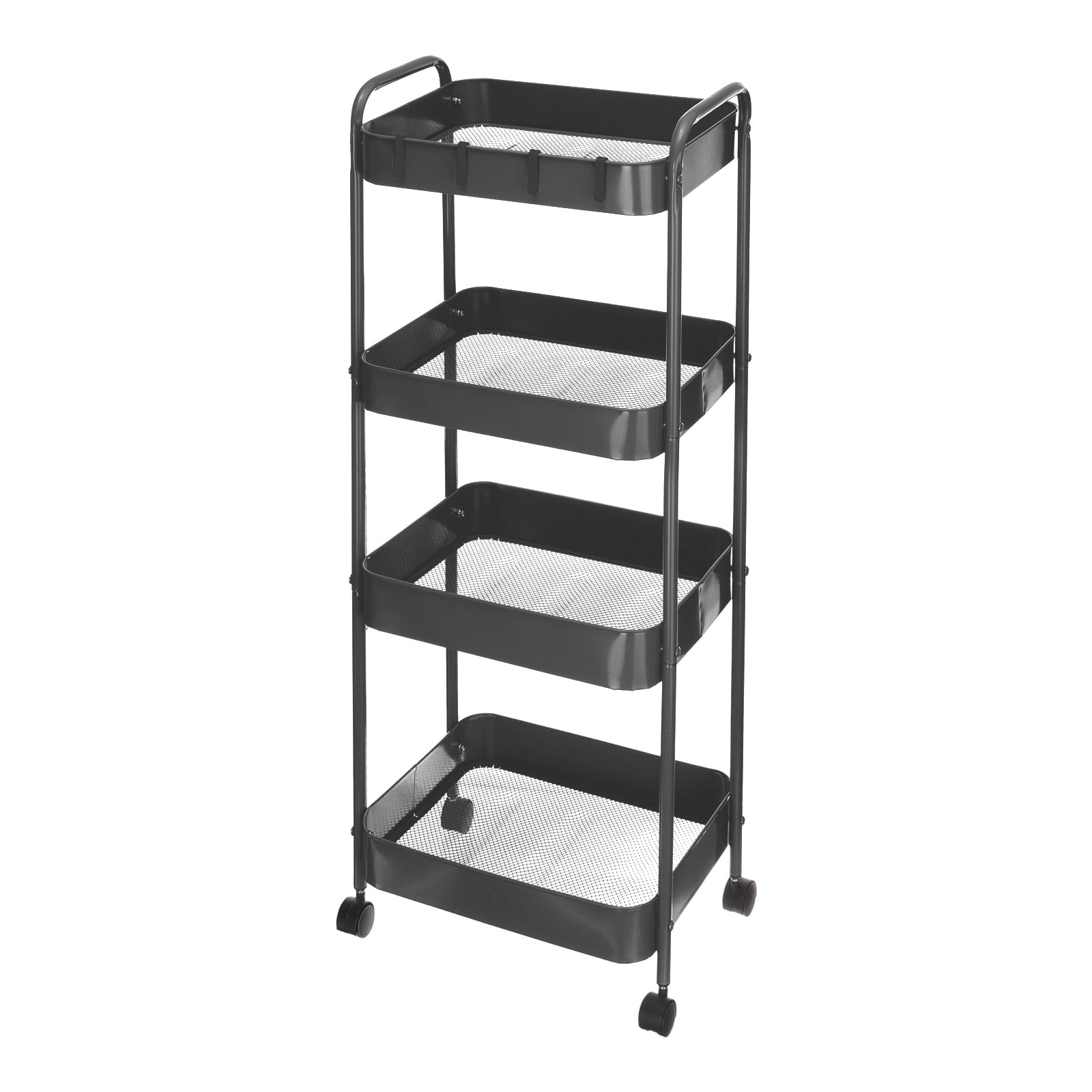 Slim Storage Cart, 4-Tier Narrow Utility Rolling Cart with Wheels for ...