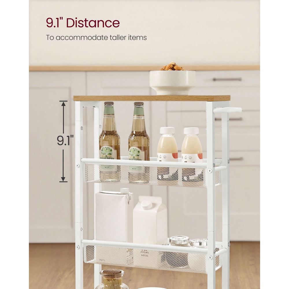 Slim Storage Cart, 4-Tier Rolling Cart Tower, Slide Out Cart With ...