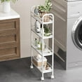 Slim Storage Cart, 4 Tier Rolling Utility Cart on Wheels, Narrow ...