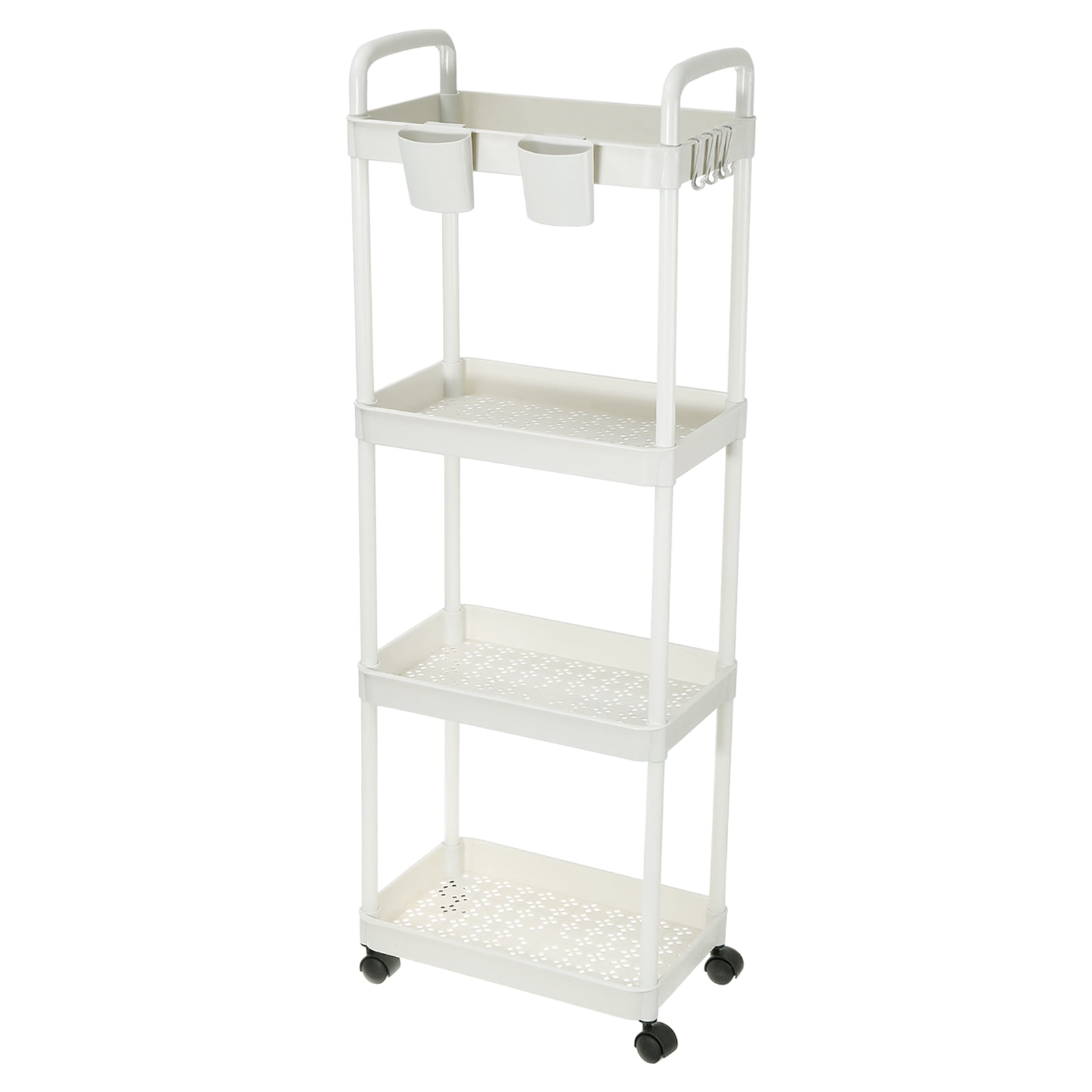 Slim Storage Cart, 4 Tiers Bathroom Storage Organizer, Mobile Shelving ...