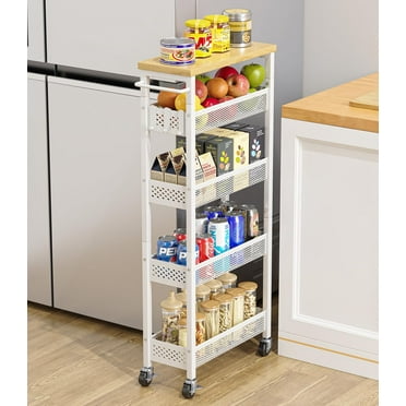 JRHRXXY 6-Tier Slim Rolling Storage Cart,6"Wide Mobile Metal Cart for ...