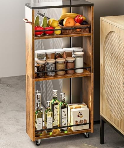 Slim Storage Cart - 6'' Wide Narrow Storage Cabinet for Small Spaces ...