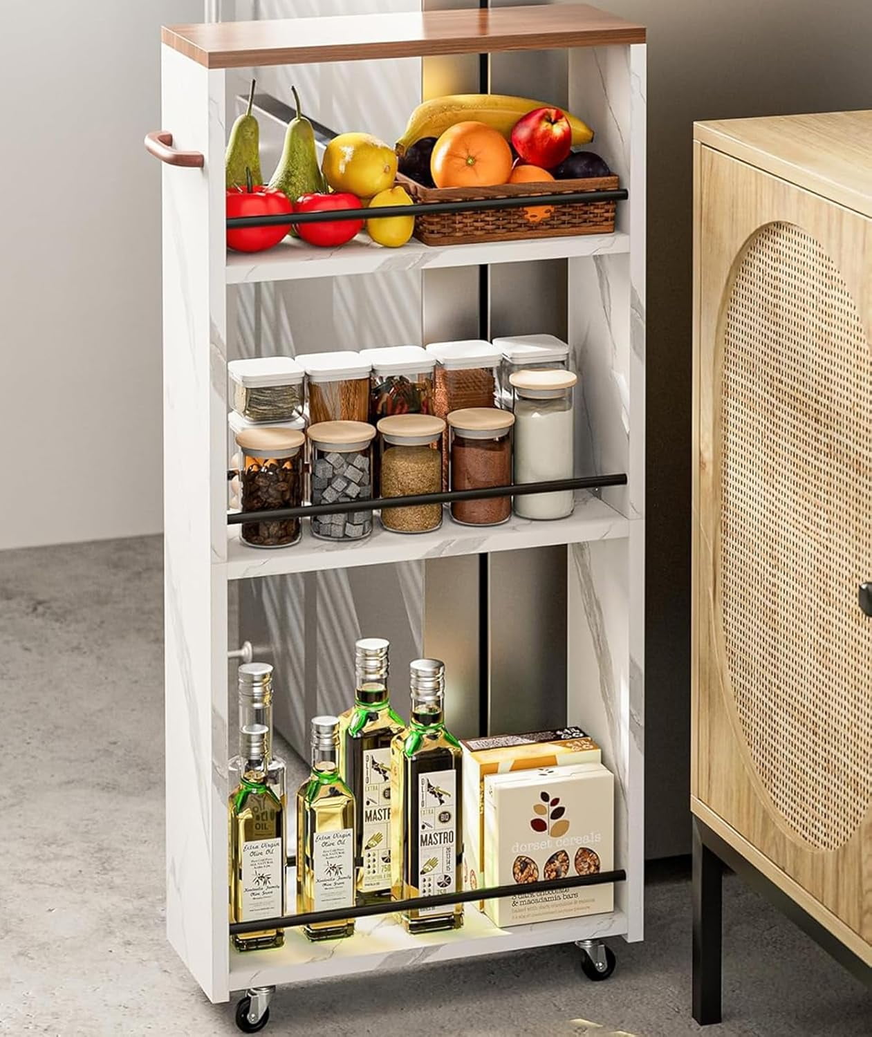 Slim Storage Cart - 6'' Wide Narrow Storage Cabinet for Small Spaces ...