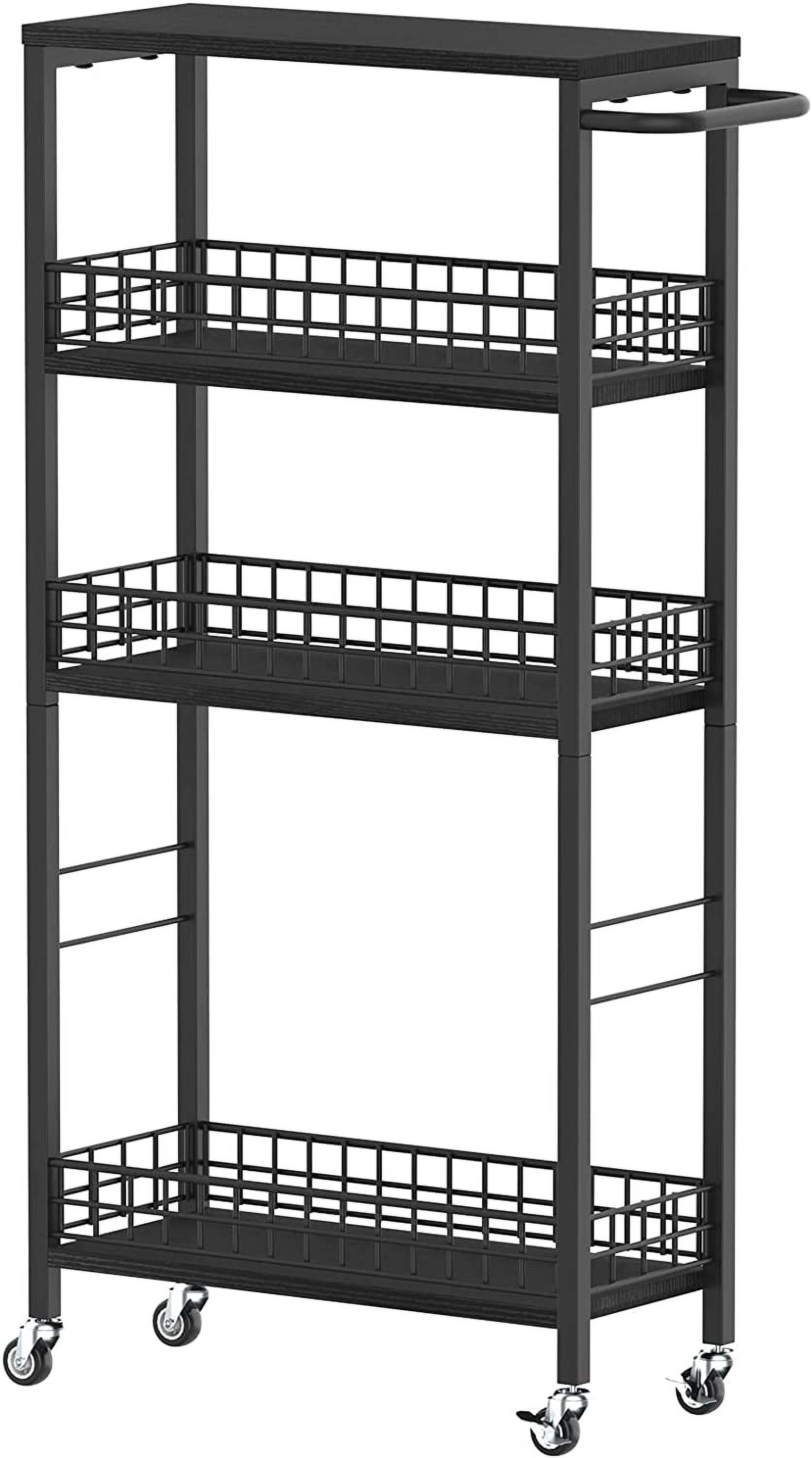 Slim Storage Cart Rolling Kitchen Cart with Wheels Narrow Laundry ...