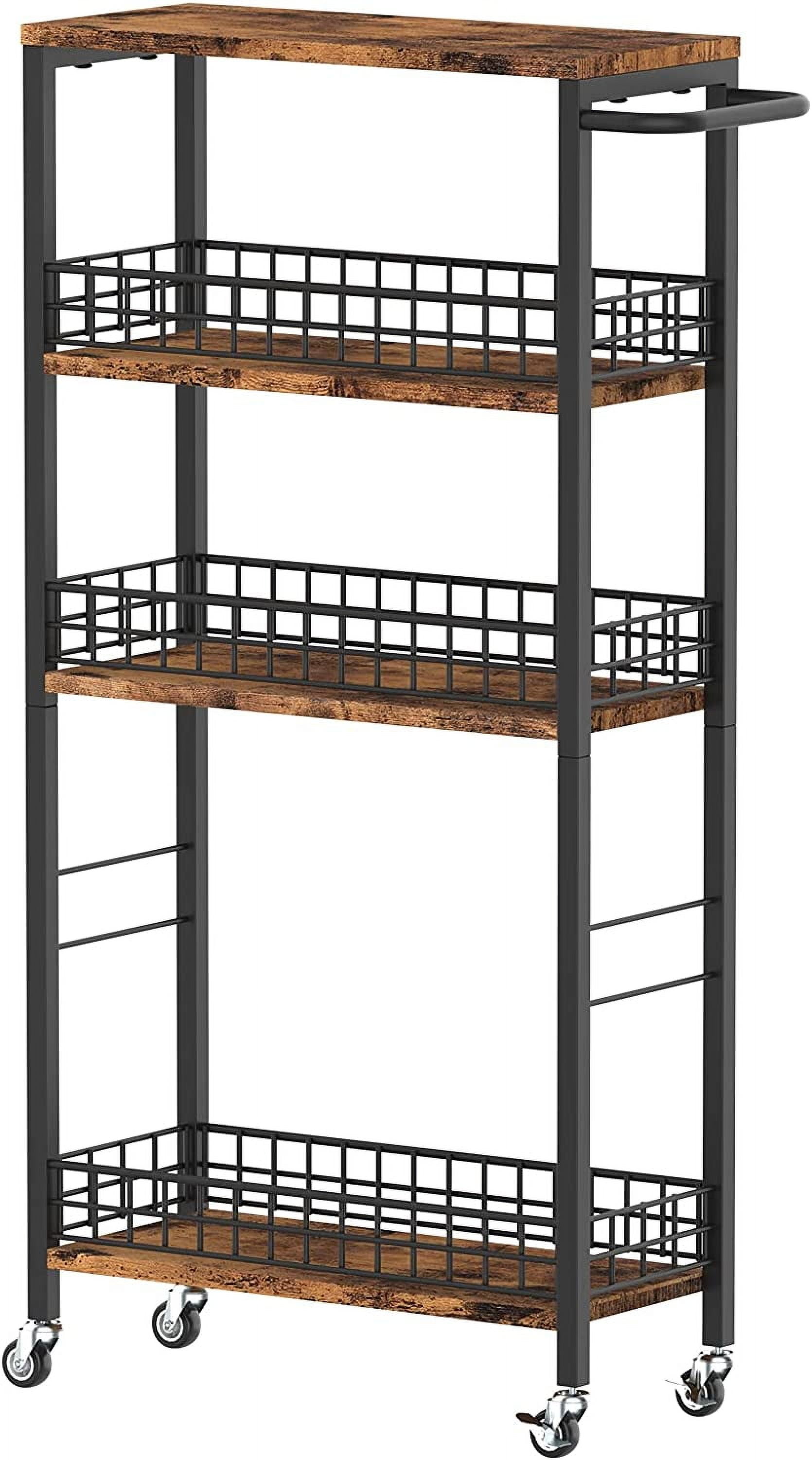 Slim Storage Cart Rolling Kitchen Cart with Wheels Narrow Laundry ...