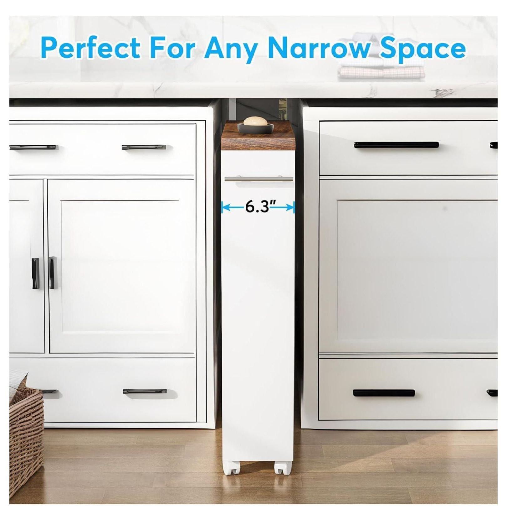 Slim Storage Cart, Rolling Narrow Kitchen Cart on Wheels for Small ...