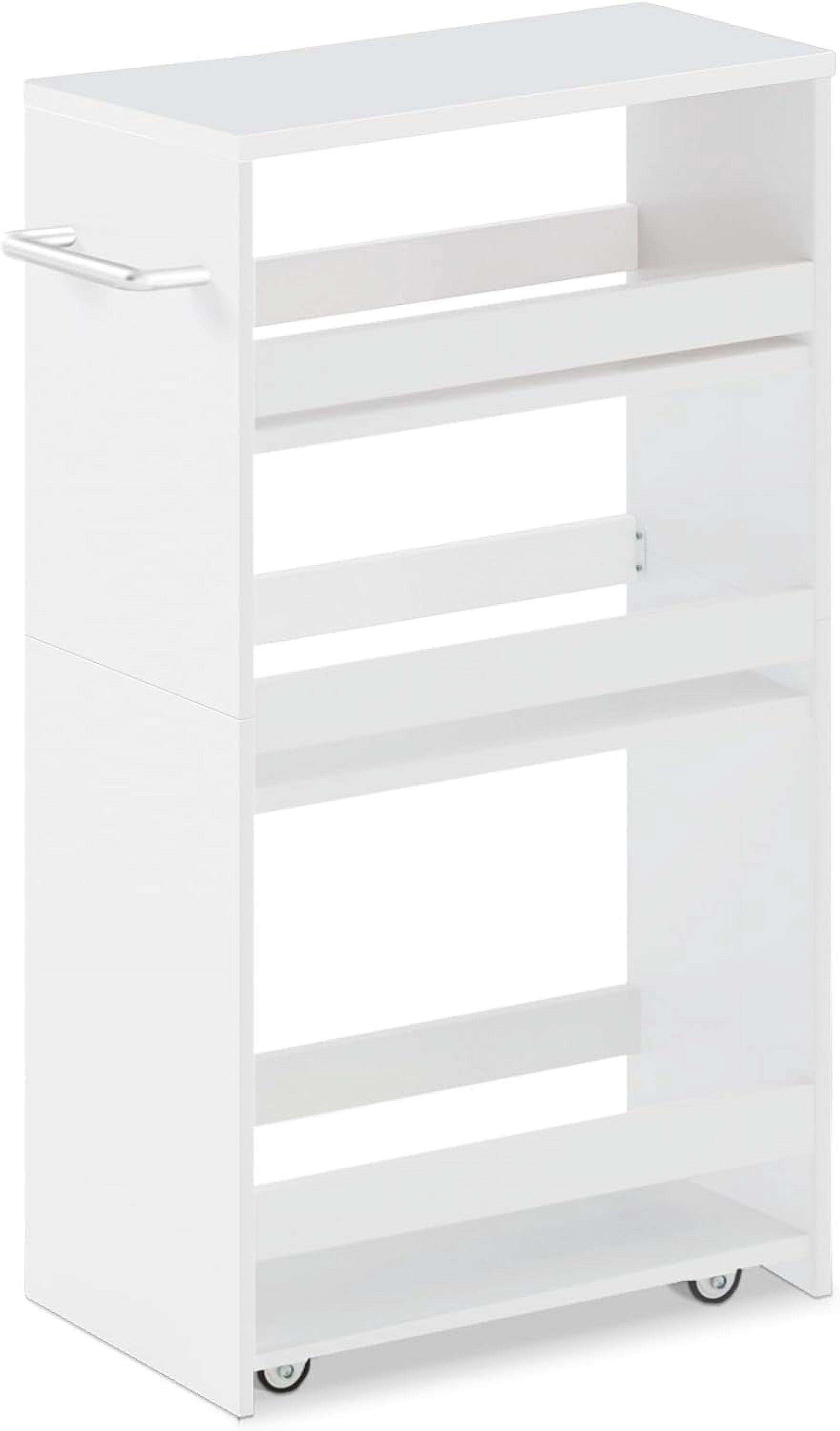 Slim Storage Cart with Wheels, 4 Tier Rolling Utility Cart with Handle ...