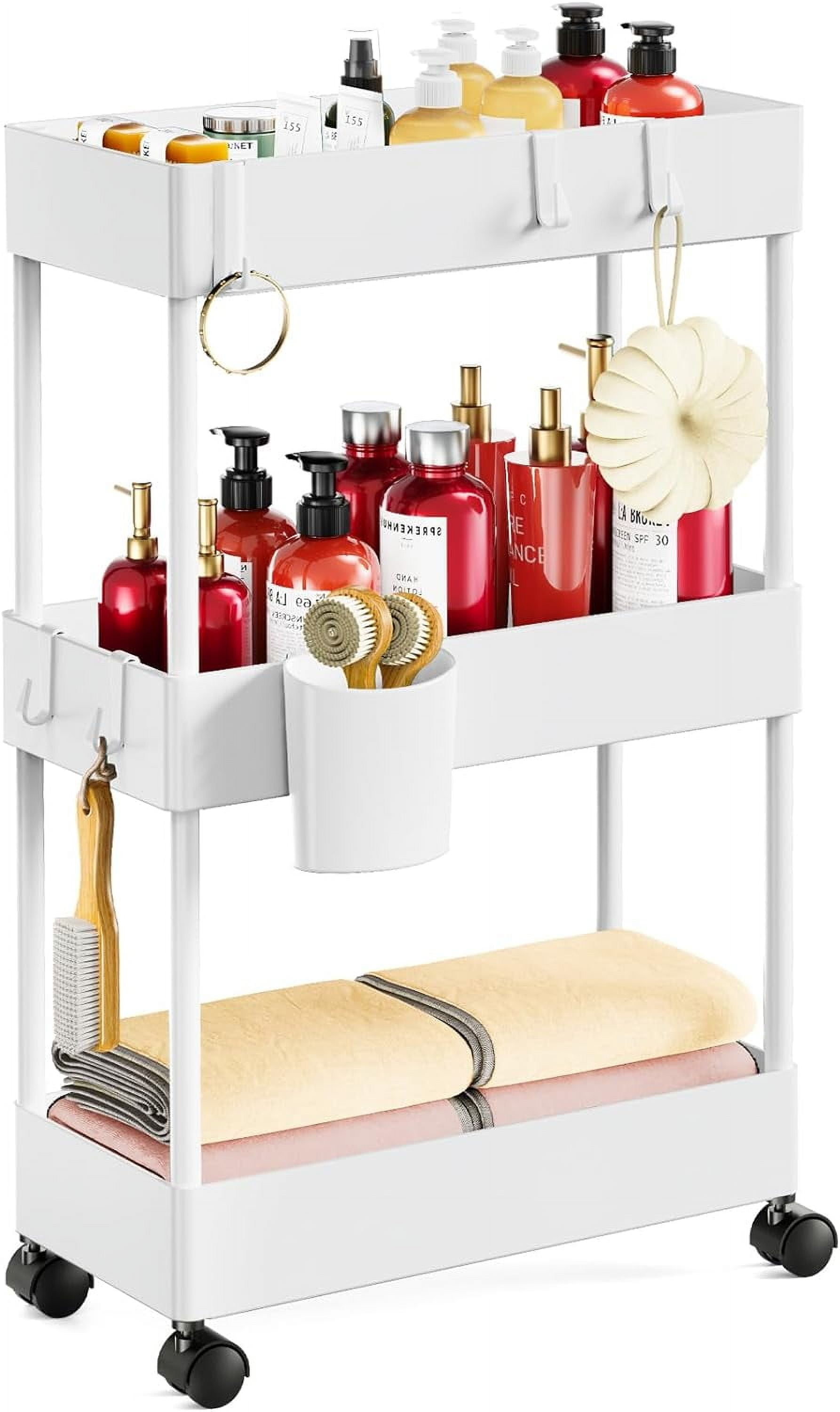 Slim Storage Cart with Wheels, Bathroom Cart Organizer Bathroom Storage ...