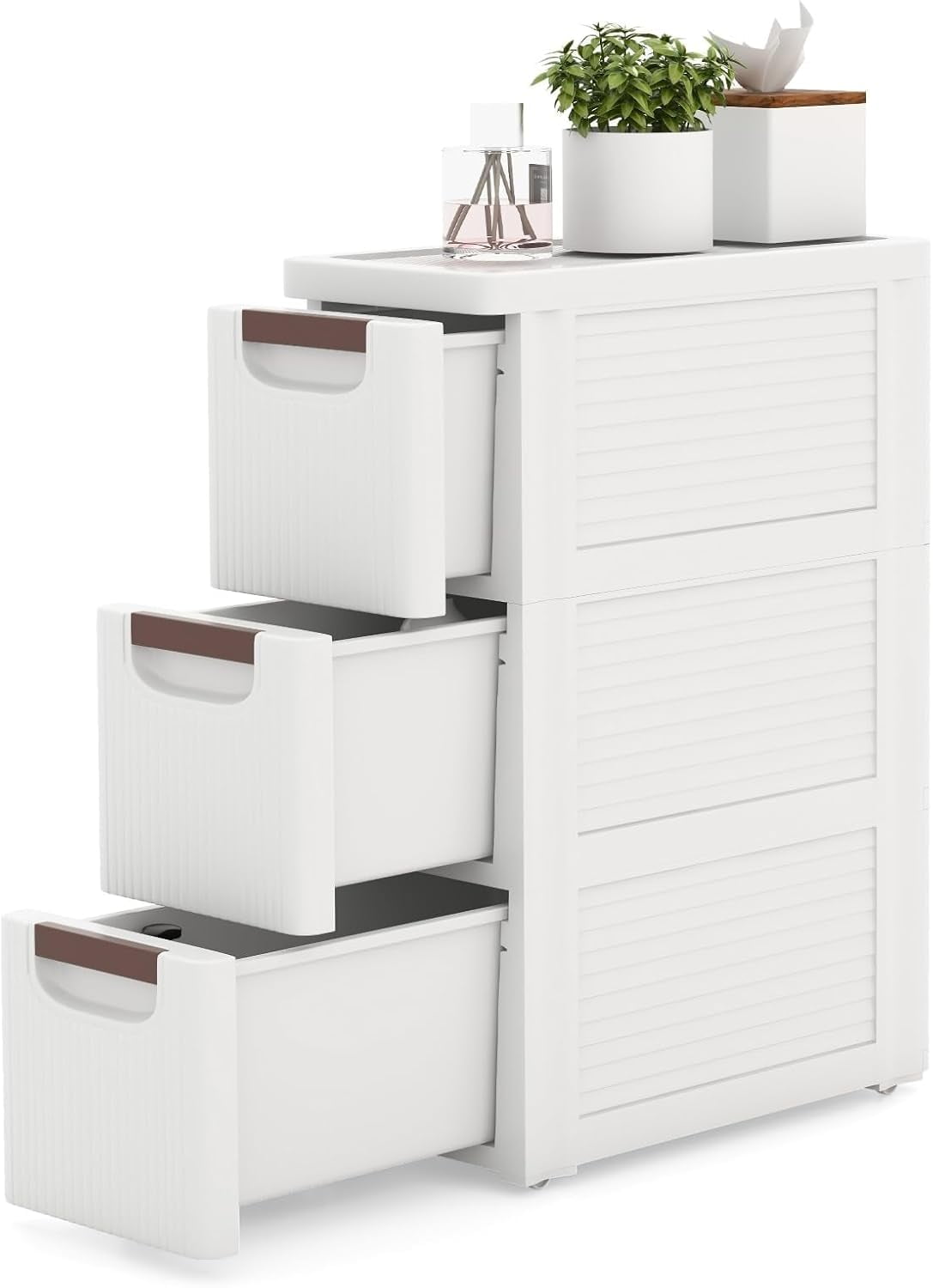 Slim Storage Drawers, Plastic Organizers w/Hidden Wheels for School ...