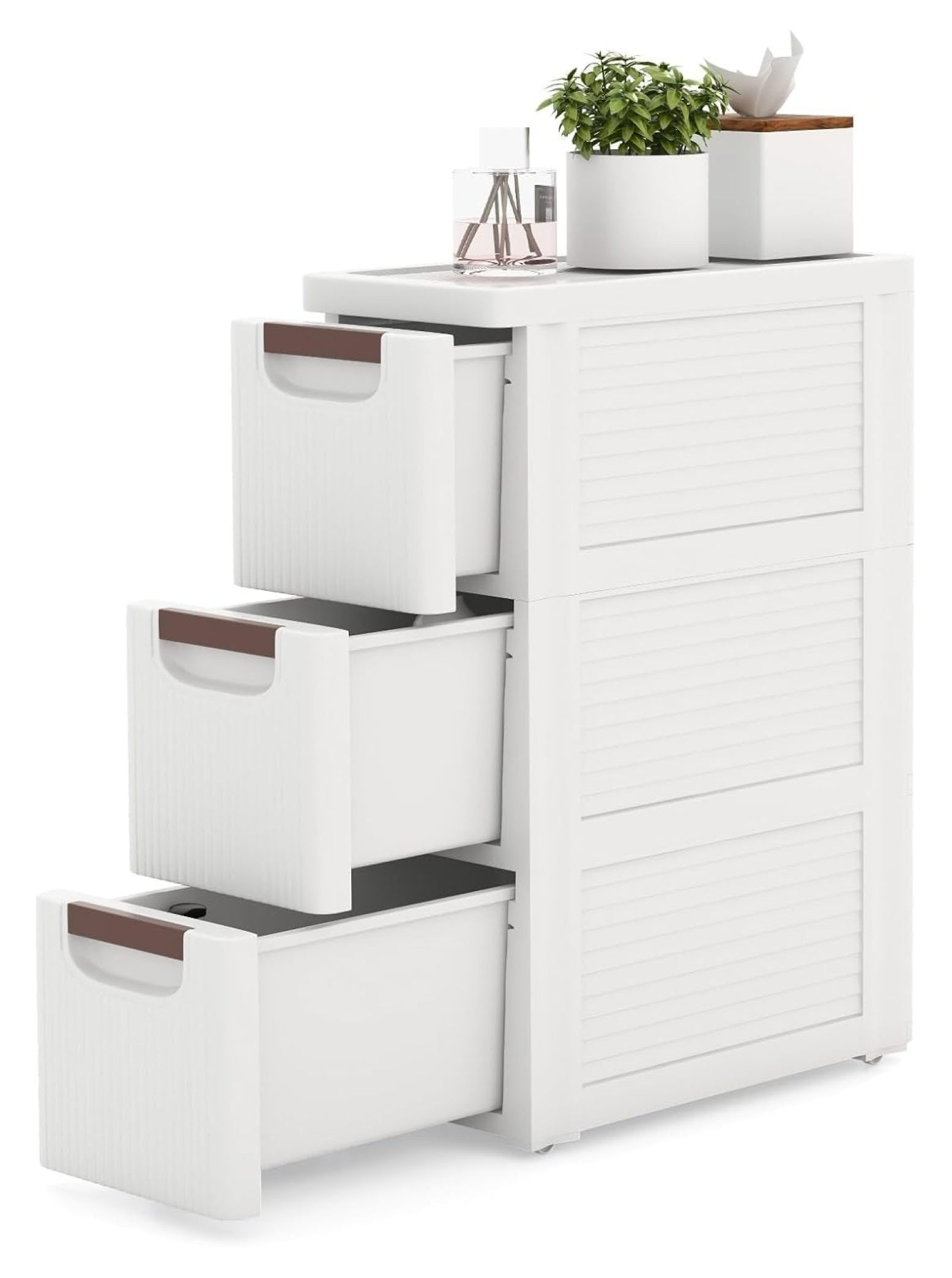 Slim Storage Drawers, Plastic Organizers w/Hidden Wheels for School ...