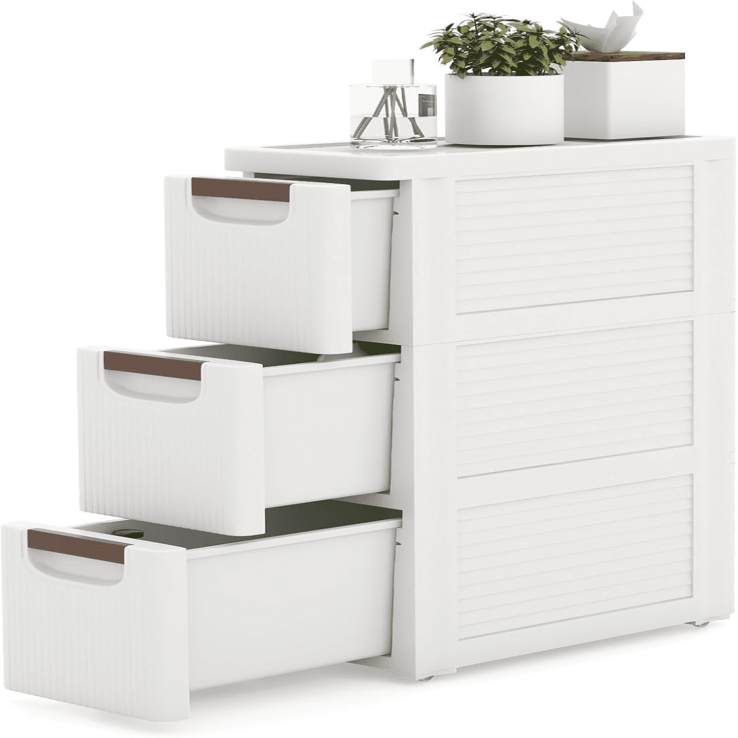 Slim Storage Drawers Plastic Organizers w/Hidden Wheels for School ...