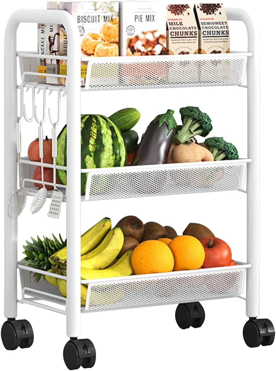Slim Storage Trolley Veg Rack Small Shelf Unit Vegetable Rack for ...