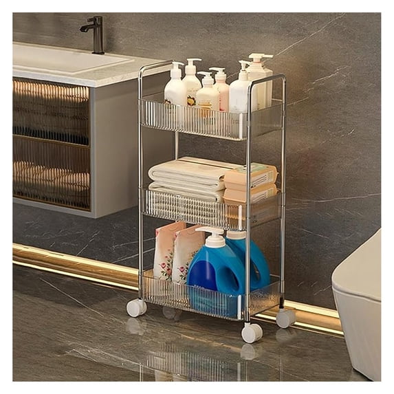 Slim Storage Trolley with Wheel, Acrylic Utility Rolling Cart Kitchen ...