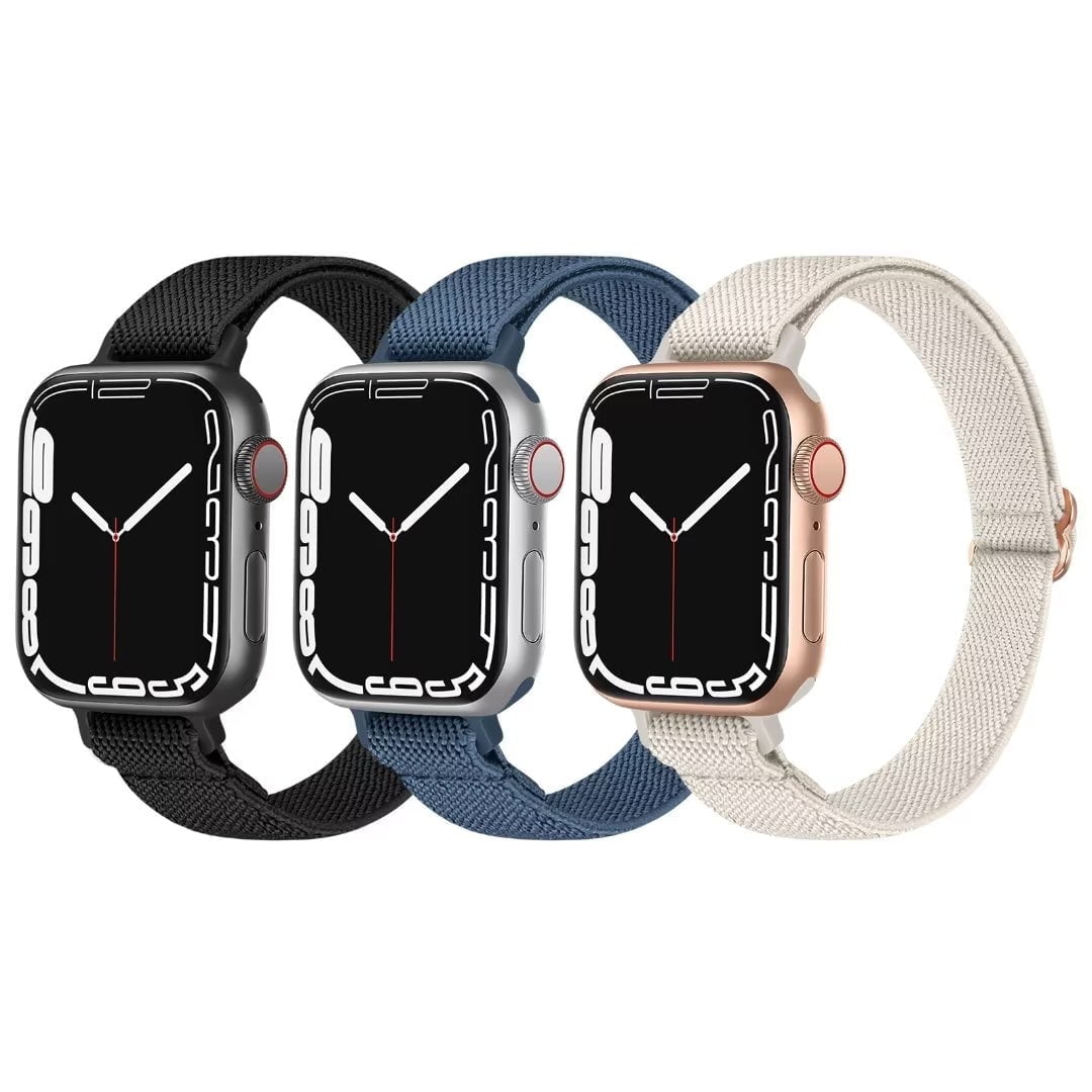 Slim Stretchy Nylon Solo Loop Bands Compatible with Apple Watch Band ...