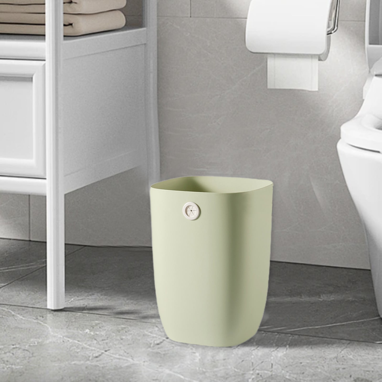 Slim Tall Plastic Garbage Bin with Trash Bag Locking Holes, Space ...