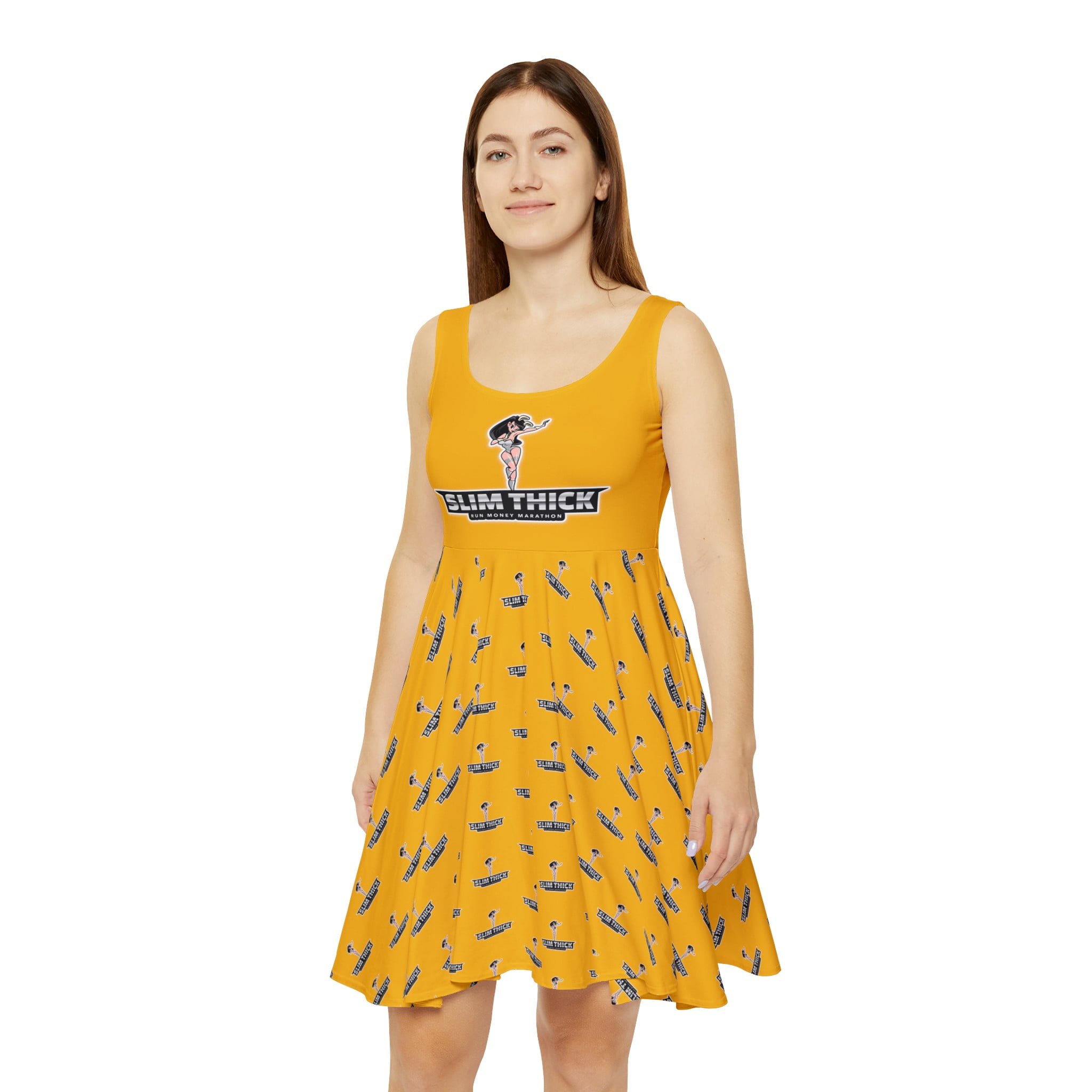 Slim Thick Green Skater Dress - Walmart.com