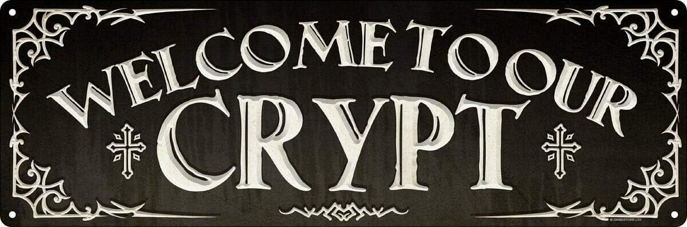 Slim Tin Sign Welcome to Our Crypt Wall Decor 16"x4" - Walmart.com