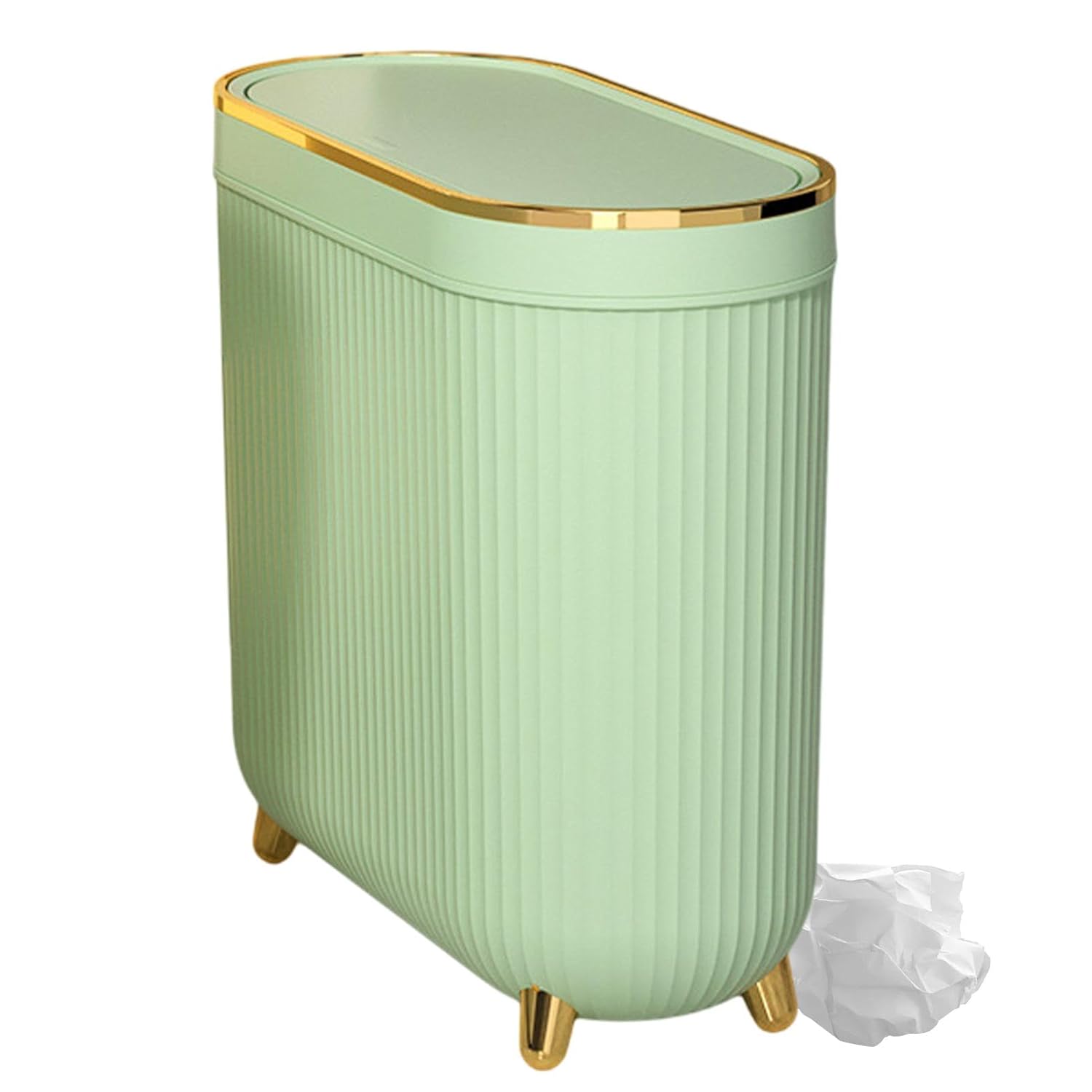 Slim Toilet Trash Can with Lid | Bathroom Paper Garbage Can | Compact ...