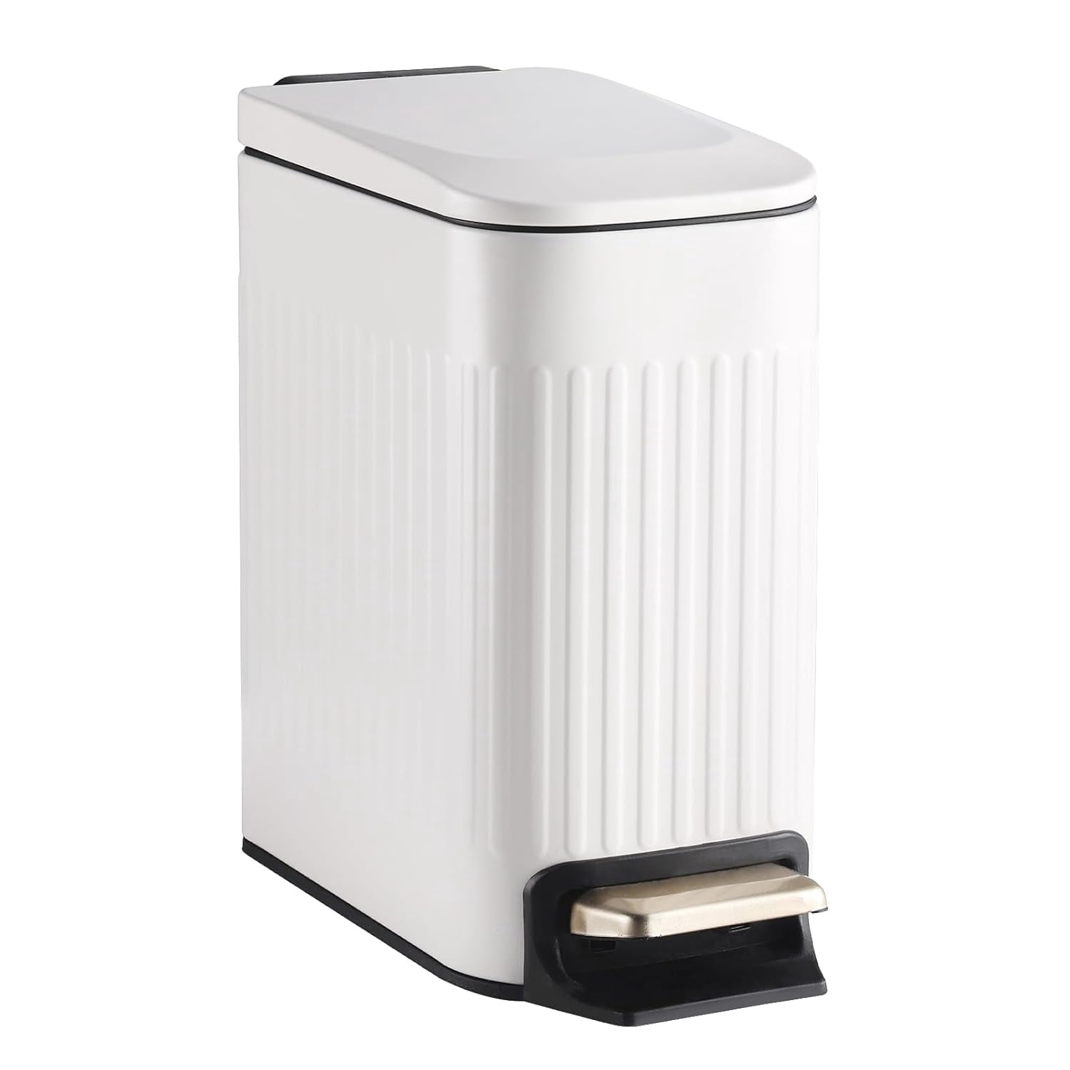 Slim Trash Can with Lid, Soft Close Stainless Steel Garbage Basket ...