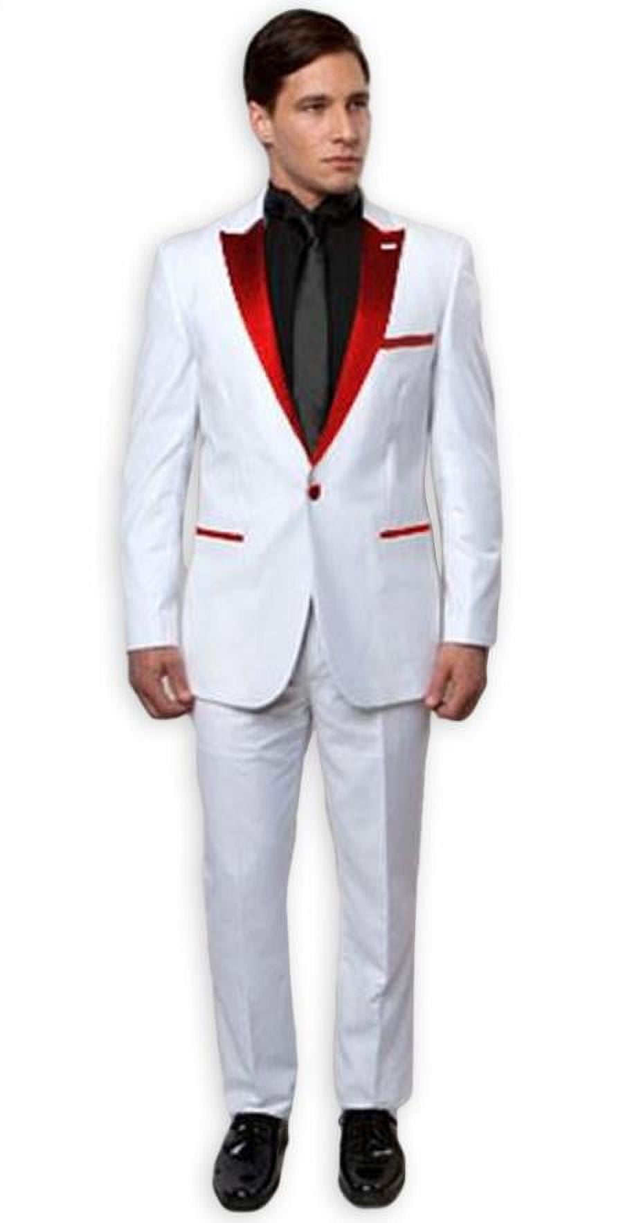 Slim Tux White with Red Lapel - Walmart.com