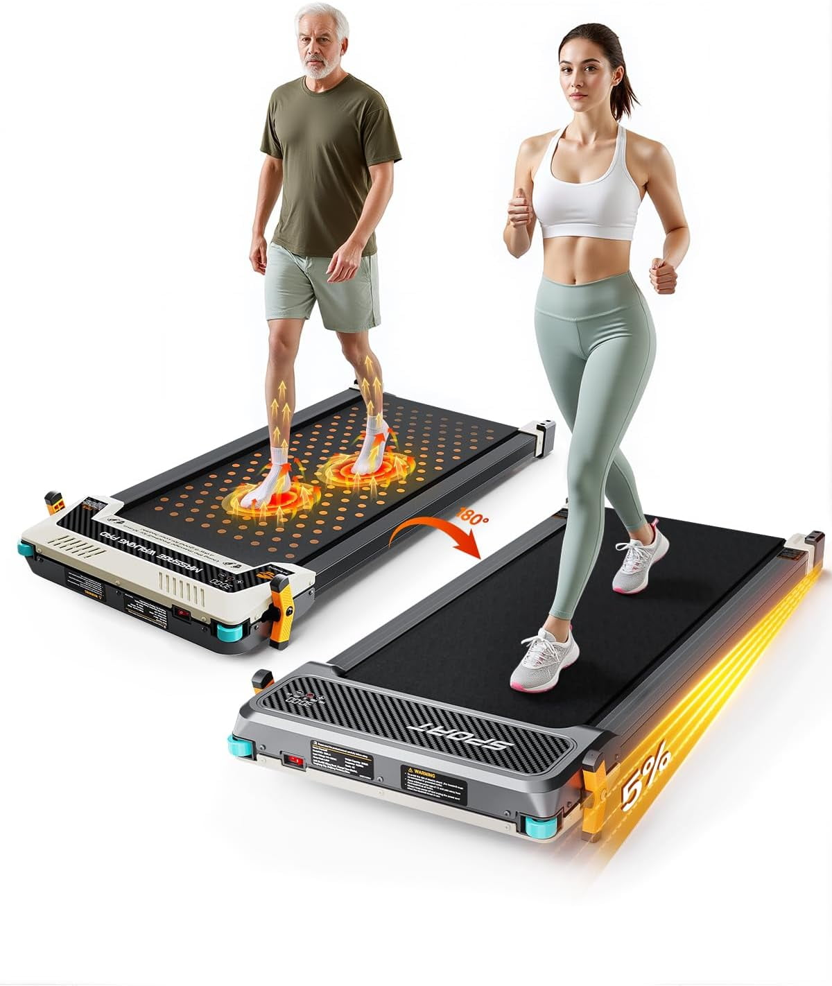 Slim Under-Desk Walking Treadmill with Adjustable Incline, Dual Control ...