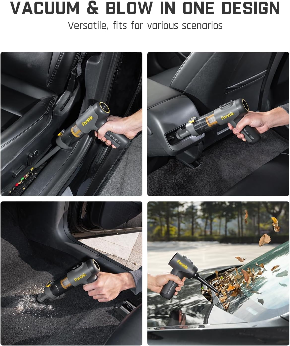 Slim V9 Mix Car Vacuum, 4 in 1 Handheld Air Duster, 12000PA Suction ...