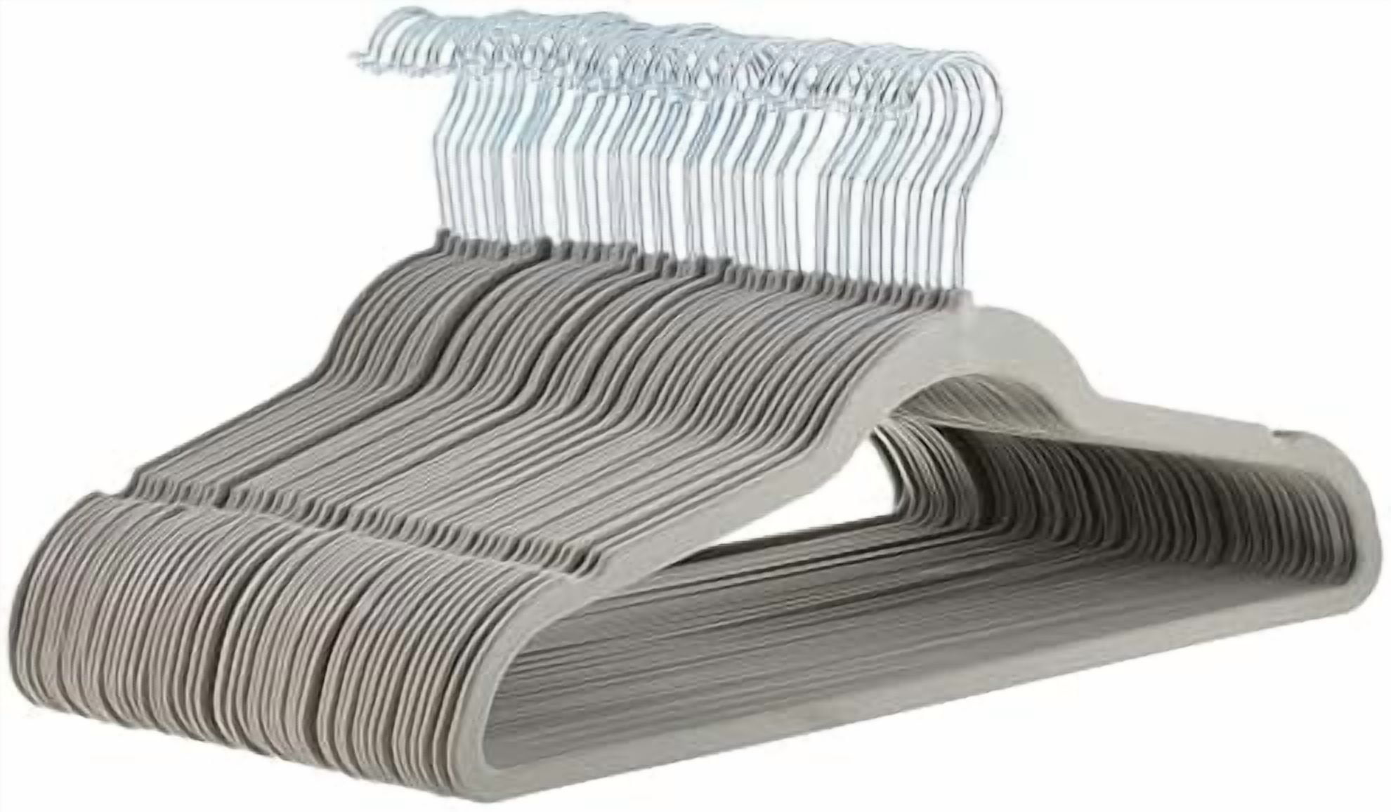 Slim, Velvet, Non-Slip Suit Clothes Hangers, Gray/Silver - Pack of 50 ...