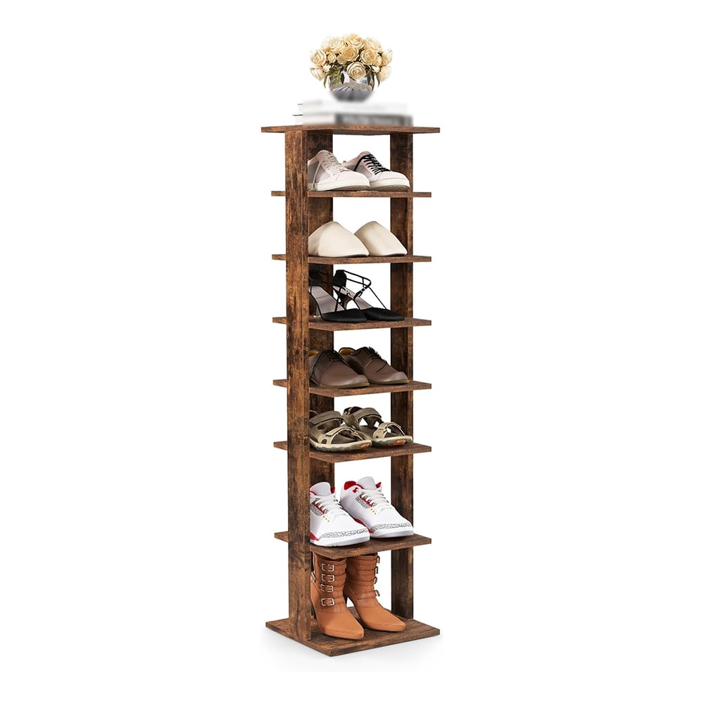Slim Vertical Shoe Rack 8 Tier, Corner Organizer Holds 7 Pairs ...