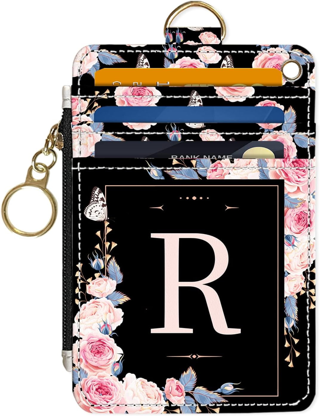 Slim Wallet Credit Card Holder, Initial Letter R, RFID Wallet Women ...