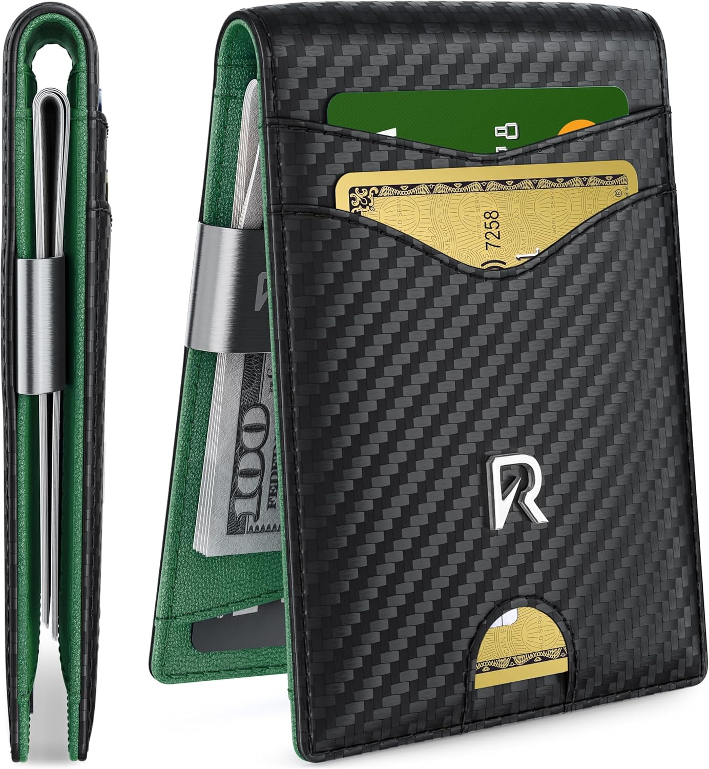 Slim Wallet for Men with RFID Blocking, Mens Wallet Money Clip Genuine ...