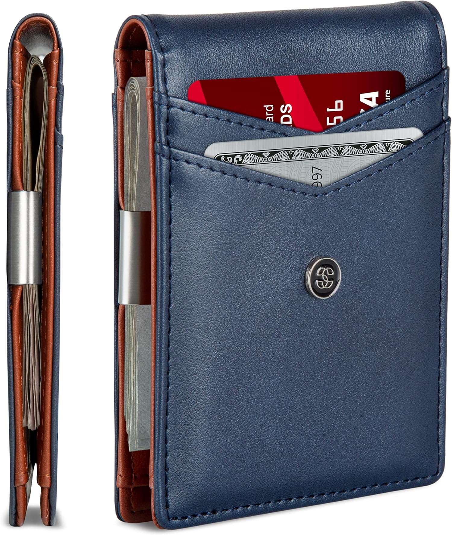 Slim Wallets for Men. Minimalist Bifold Wallet With Clip & ID Window ...