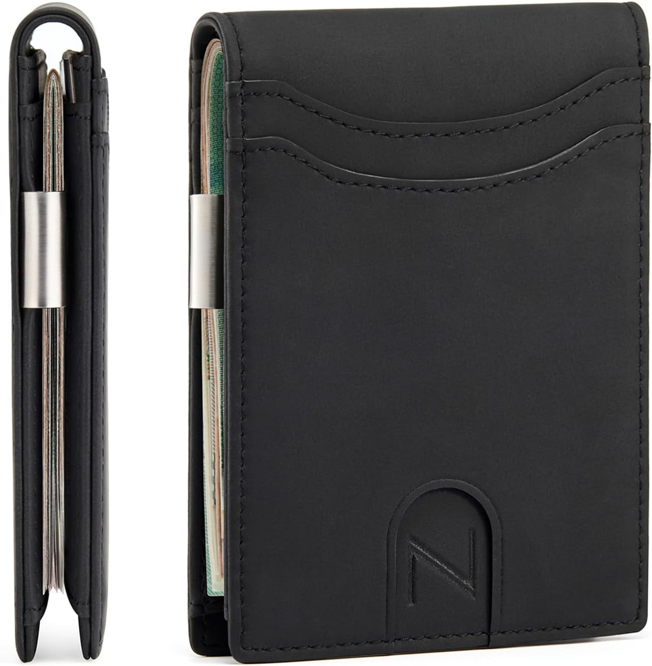 Slim Wallets for Men, Leather Money Clip Mens Wallet, RFID Blocking ...