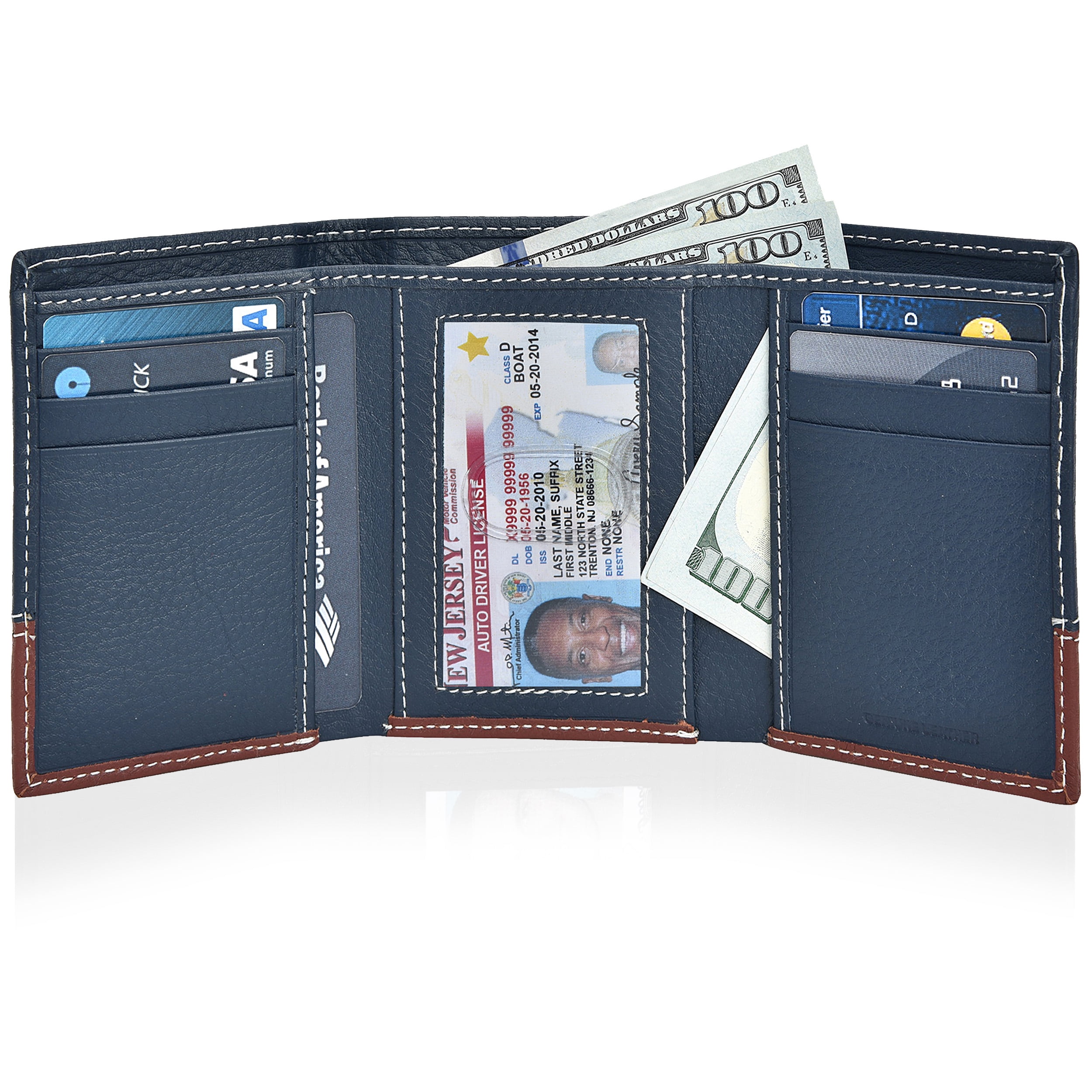 Slim Wallets for Men - Leather RFID Blocking Trifold Wallet with 7 Card ...