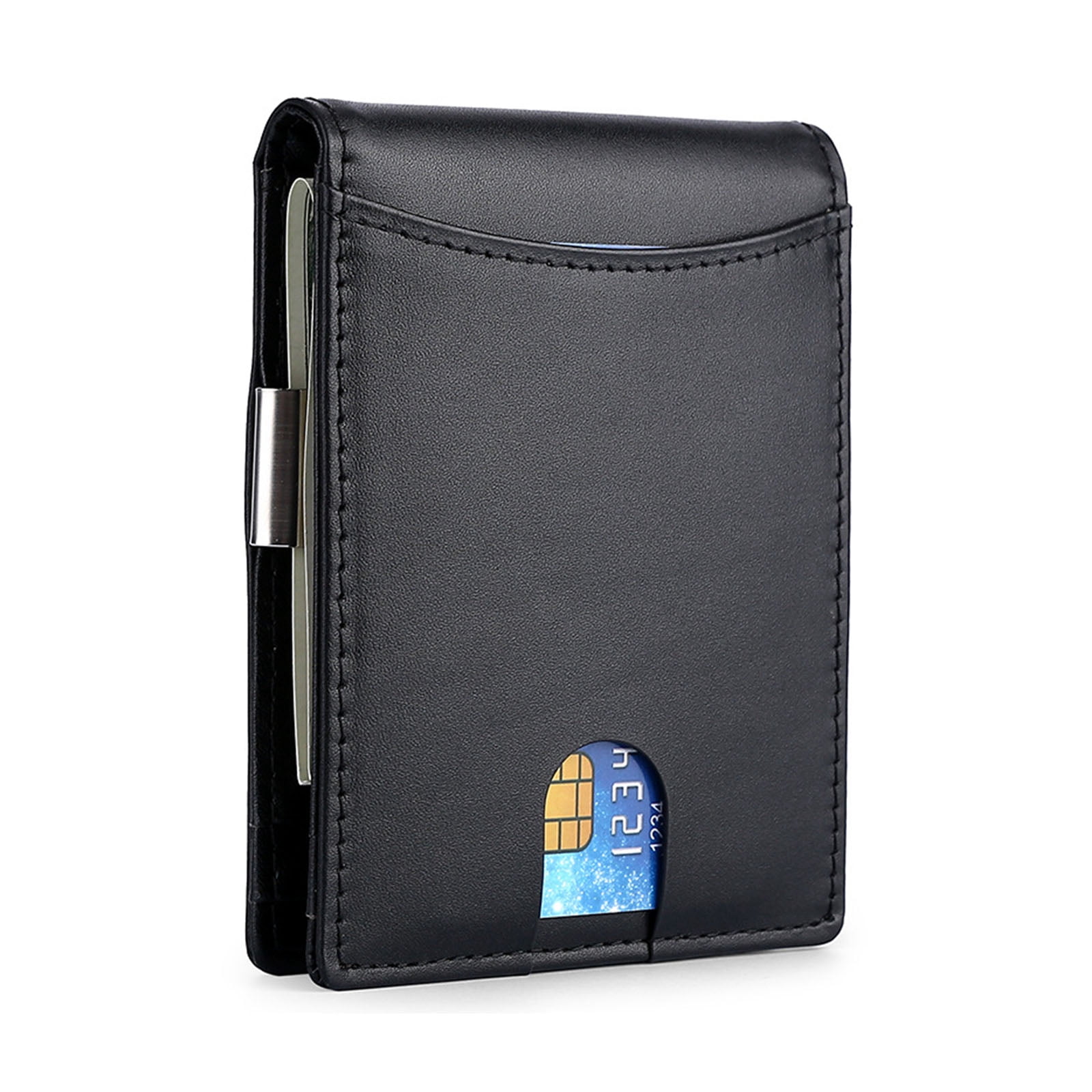 Slim Wallets for Men Money Clip Inside RFID Wallet Men's Genuine ...