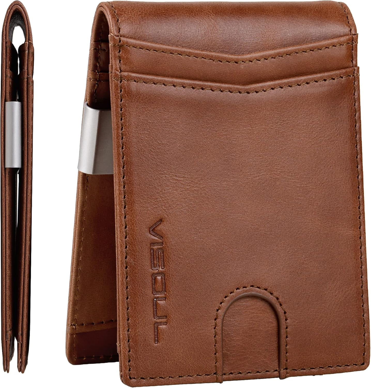 Slim Wallets for men with Removable Money Clip, RFID Blocking Men's ...