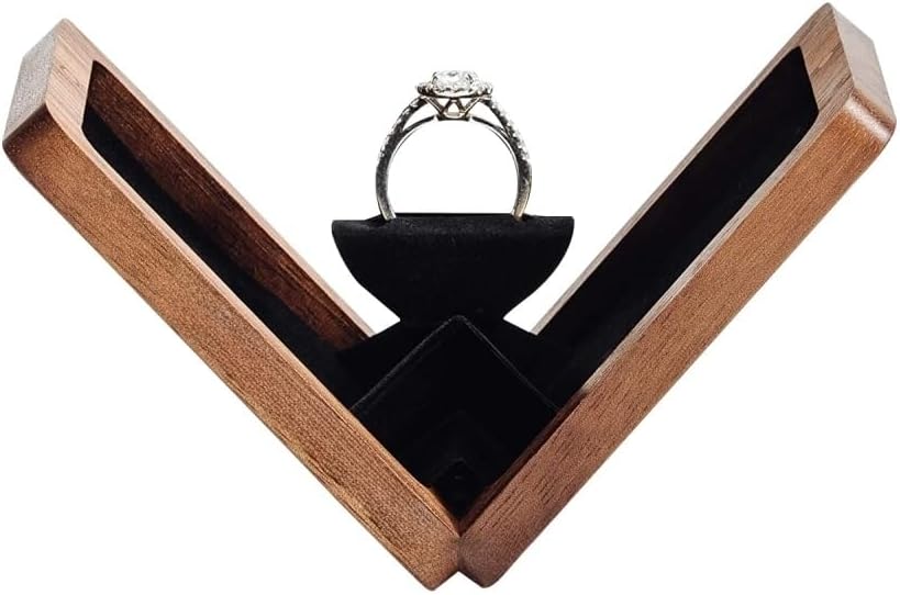 Slim Wooden Rotating Surprise Ring Box for Proposal, Engagement ...