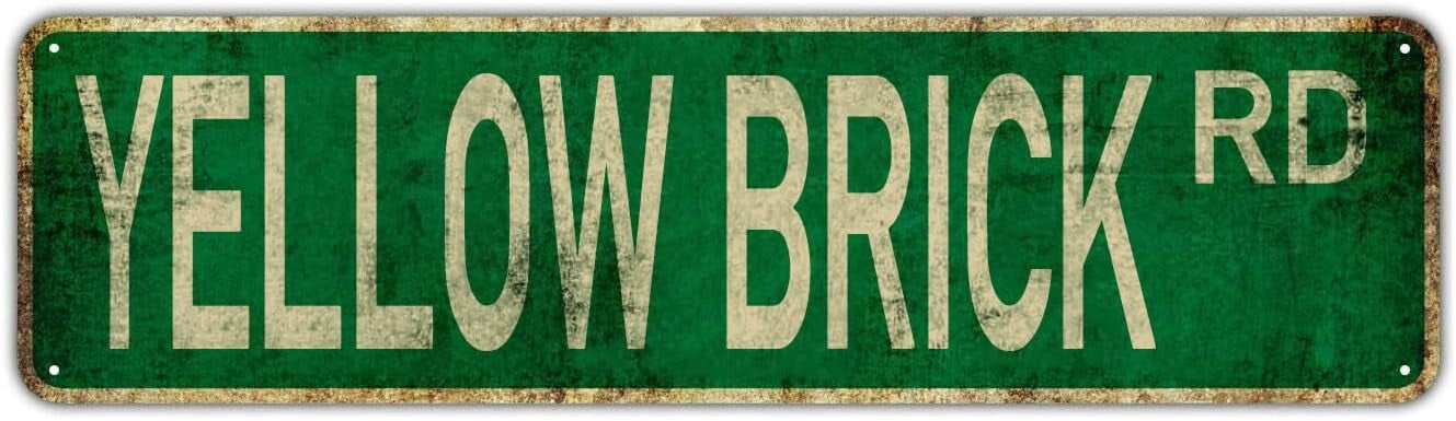 Slim Yellow Brick Road Street Tin Sign Novelty Wall Art for Home Bar ...