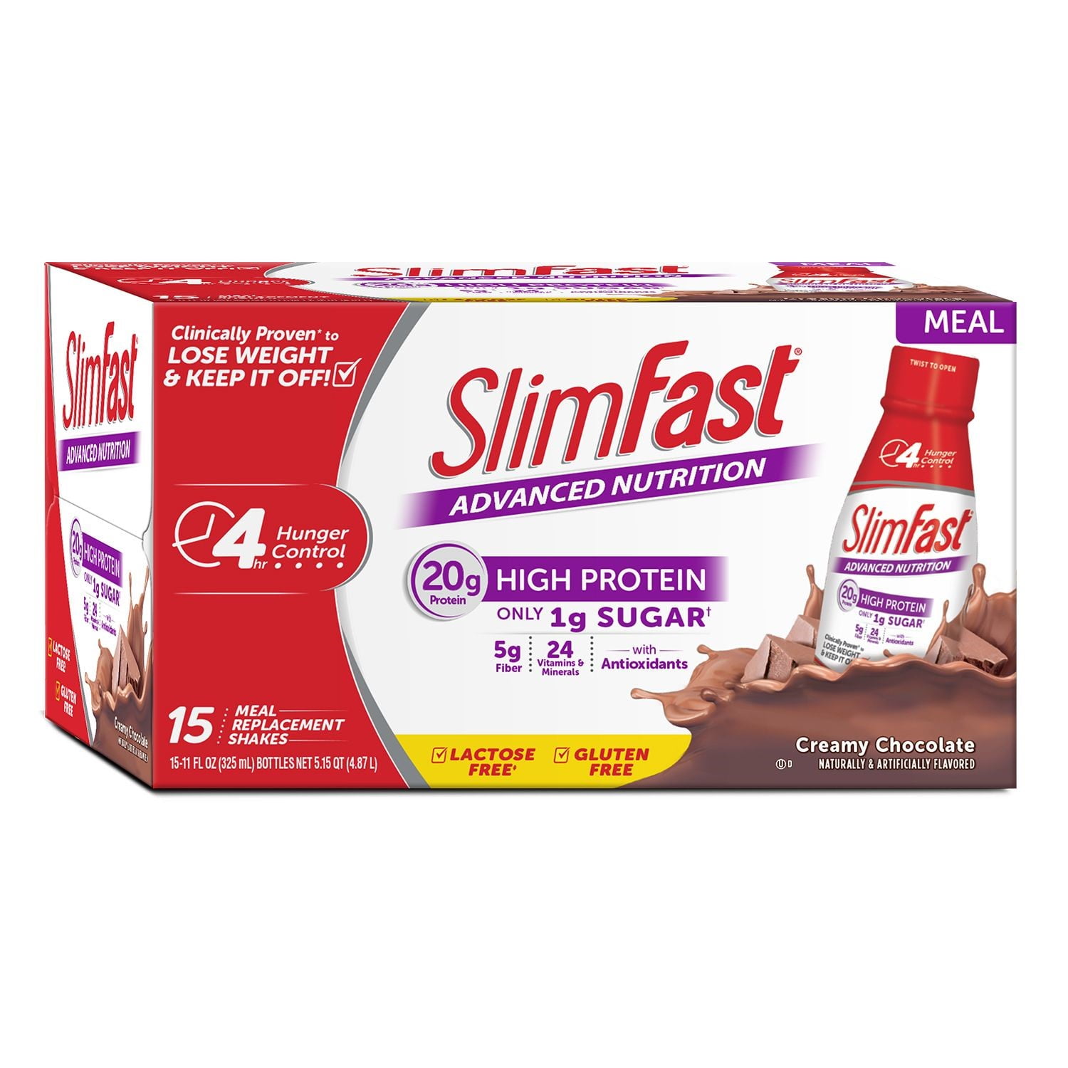 SlimFast High Protein Advanced Nutrition Meal Replacement Shake, Creamy ...