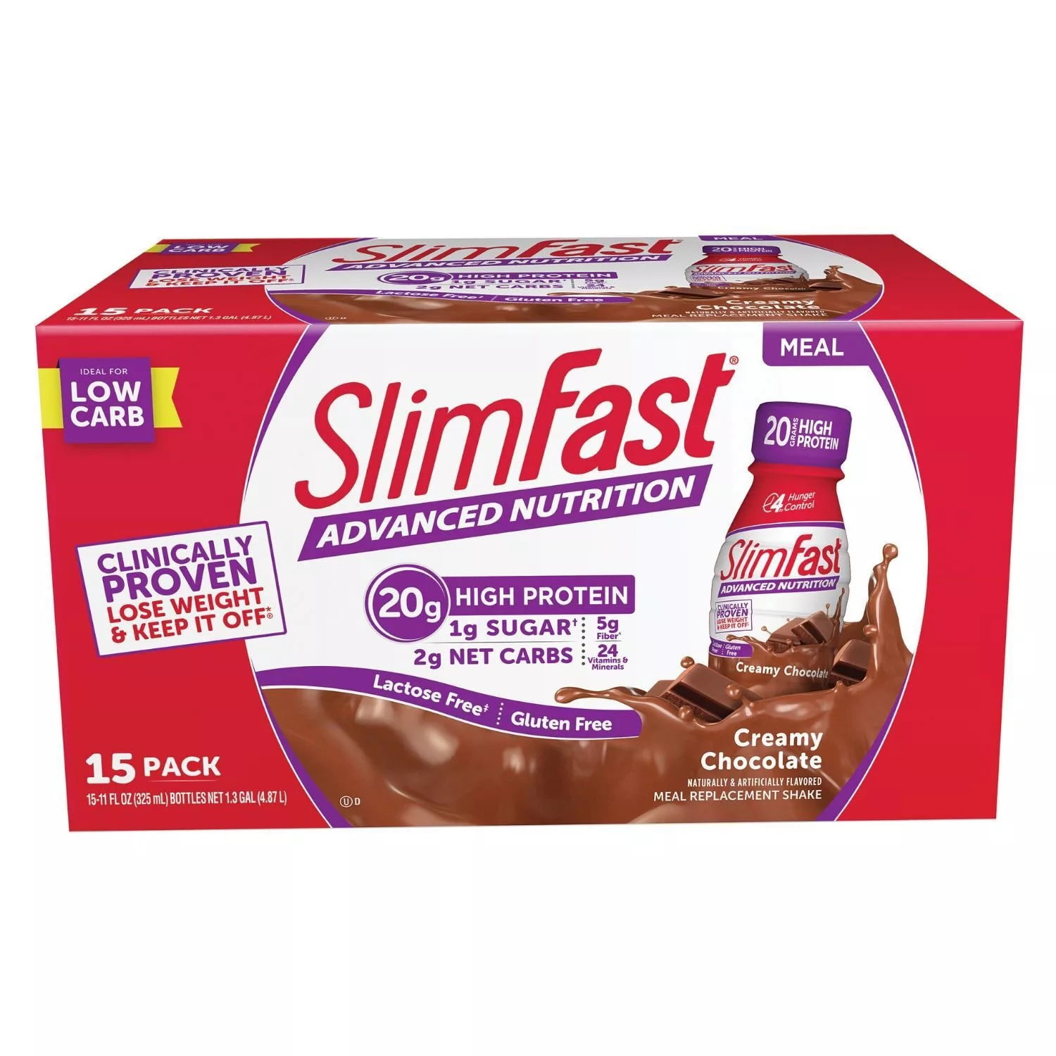 SlimFast High Protein Advanced Nutrition Meal Replacement Shake, Creamy ...
