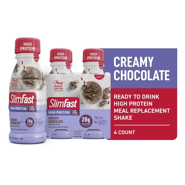 SlimFast High Protein Shake Meal Replacement Shake, Creamy Chocolate ...