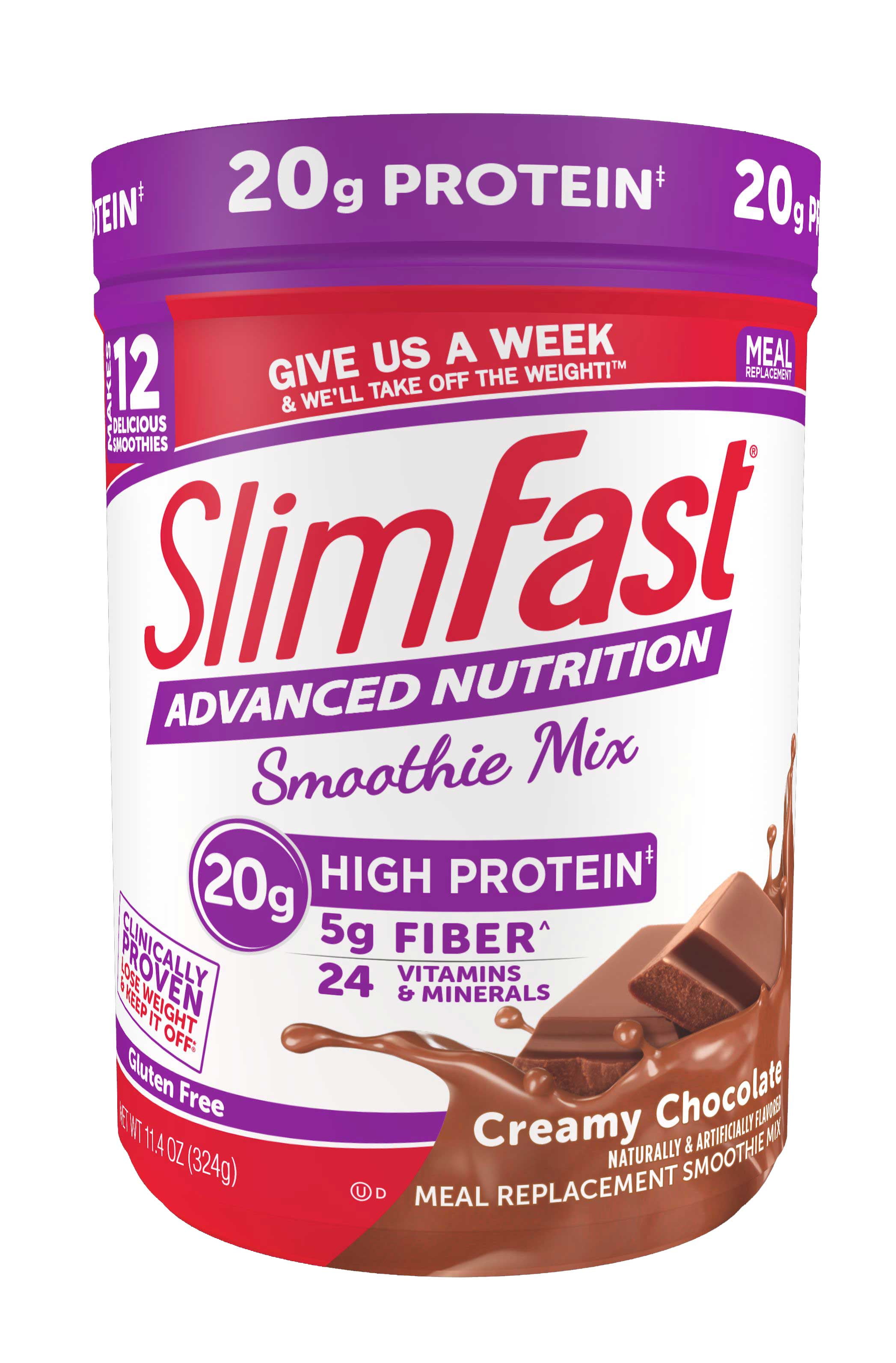 SlimFast Creamy Chocolate Advanced Smoothie Mix, 11.4 Ounce -- 2 per ...