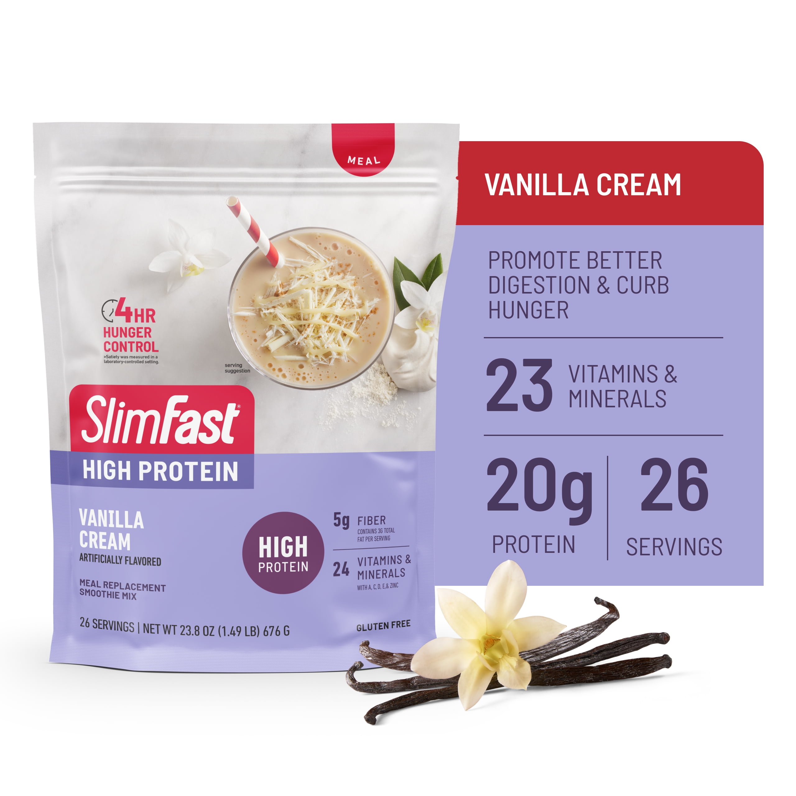 SlimFast High Protein Vanilla Cream Meal Replacement Smoothie Mix 1.49 ...