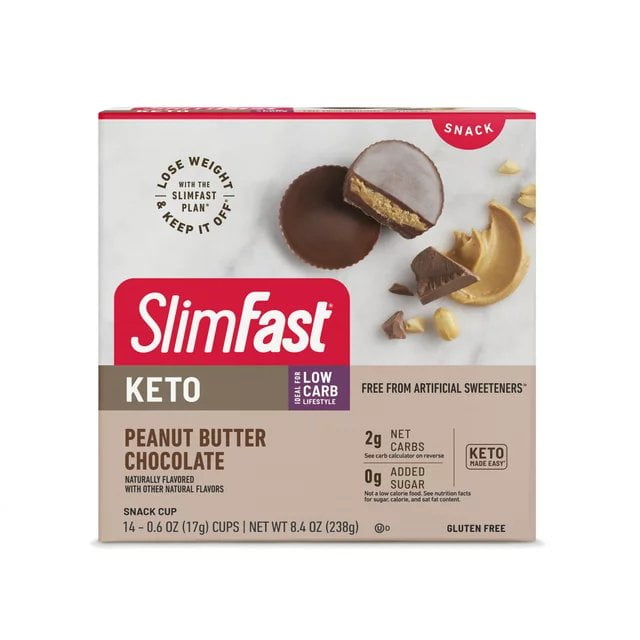 SlimFast Keto Peanut Butter Chocolate Snacks, Low Carb, Gluten Free, 14 ...